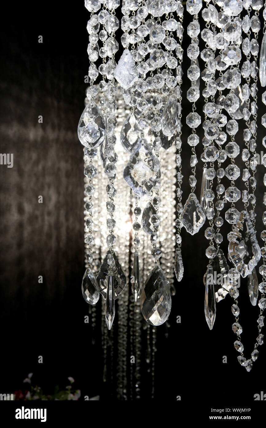 crystal strass lamp white over black background luxury interior design ...