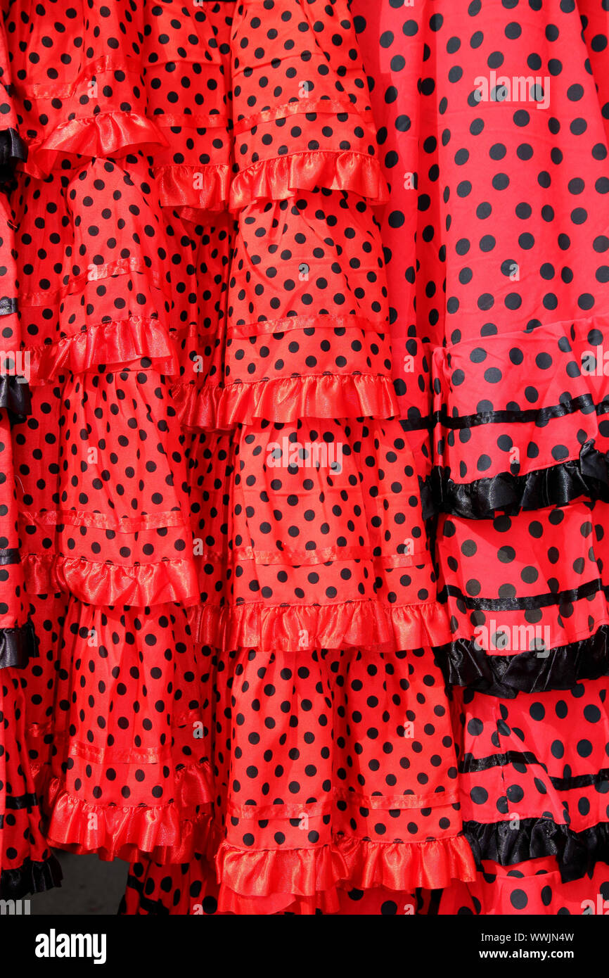 Gipsy red spots dress texture background typical from Andalusia Spain ...