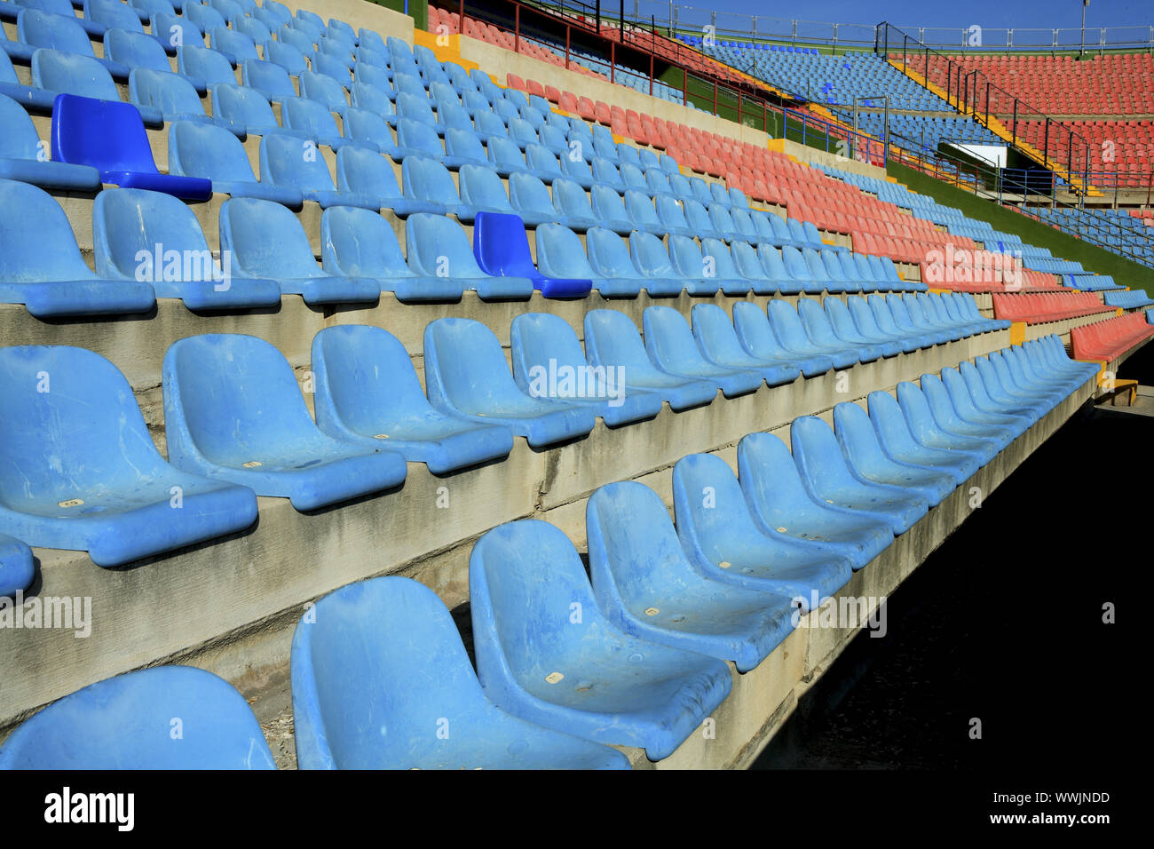 aged seats in football sport stadium field Stock Photo - Alamy