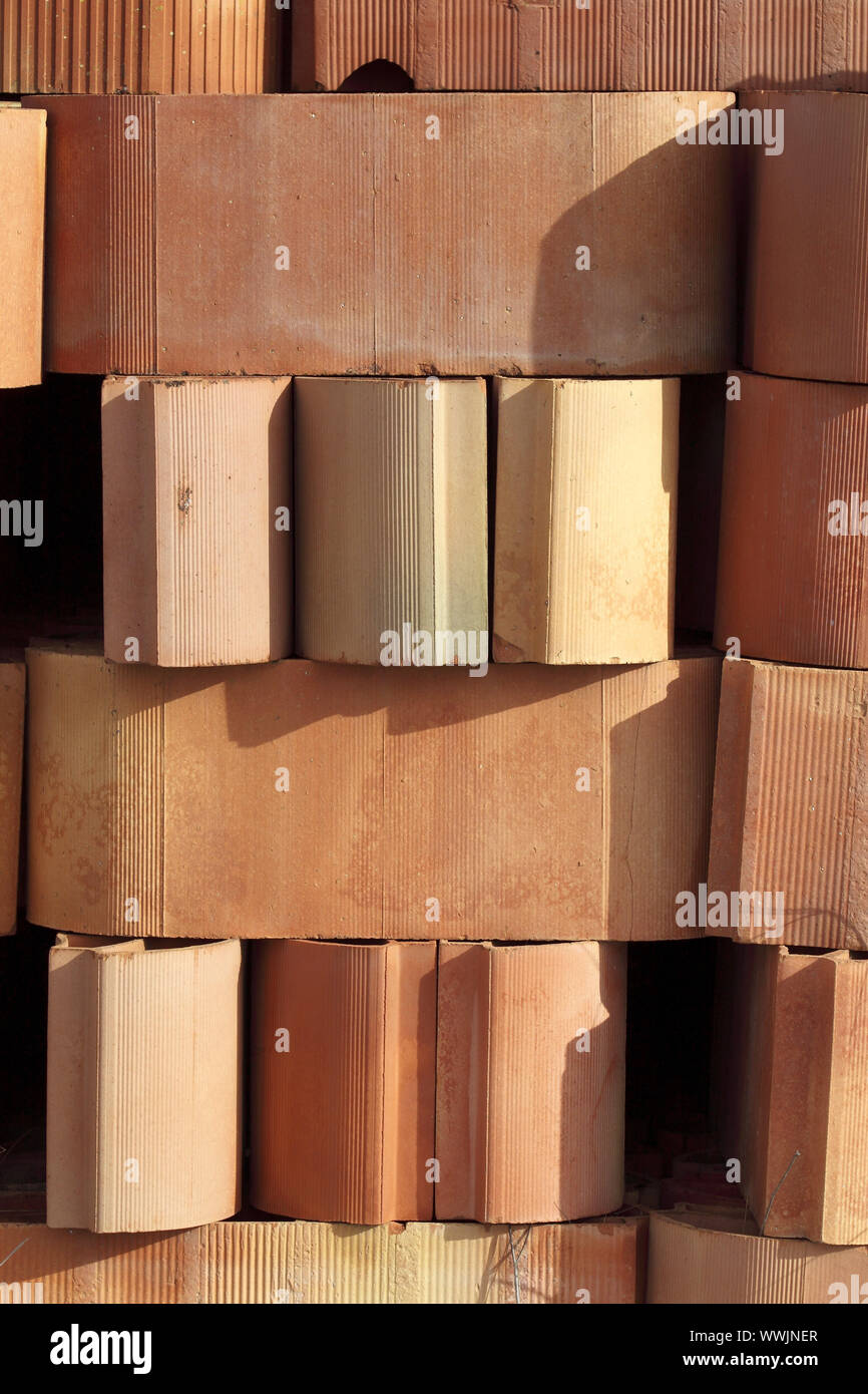 architecture clay vault tiles flooring construction stacked rows Stock ...