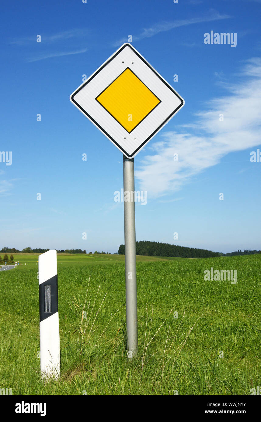 Traffic signs - priority road Stock Photo - Alamy