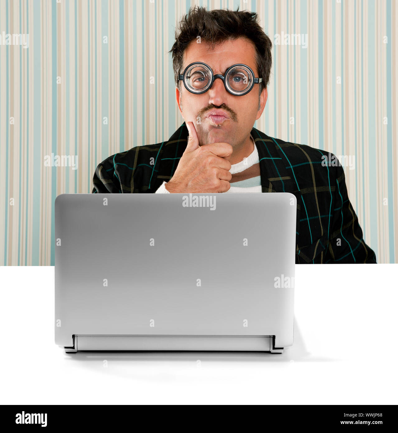 Mustache retro businessman vintage office hi-res stock photography and ...