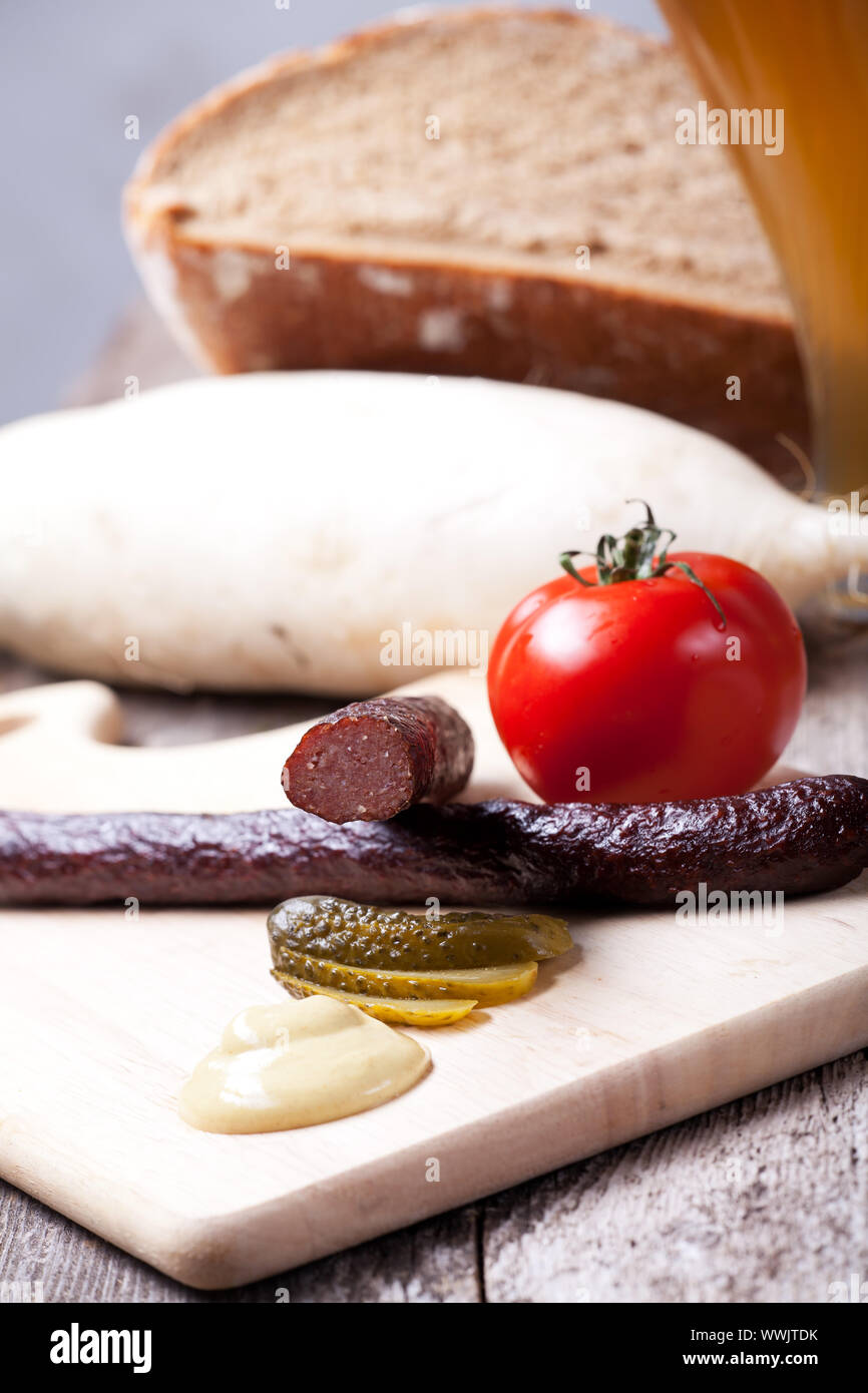 typical bavarian snack called brotzeit, south germany Stock Photo - Alamy
