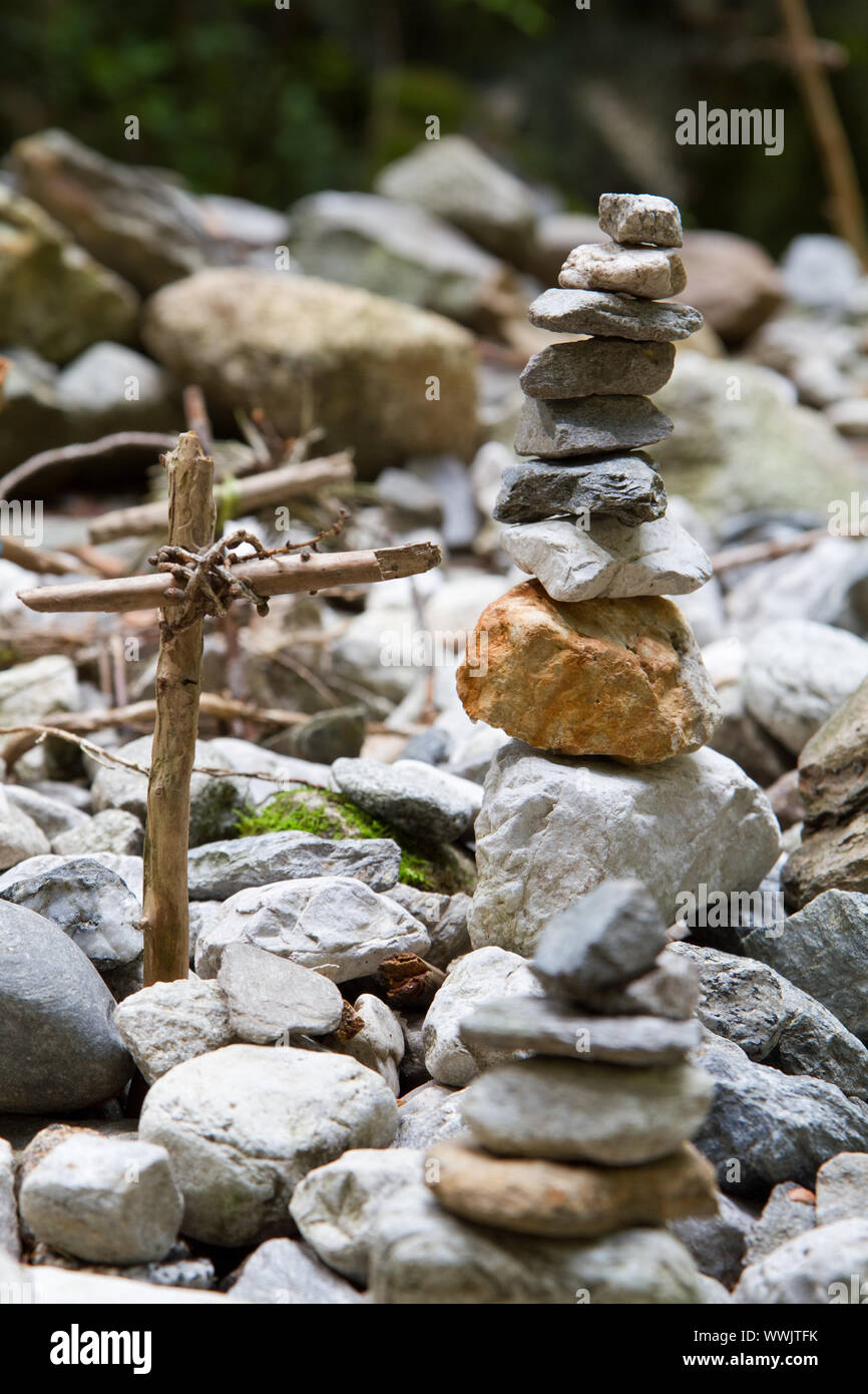 Stone men in the mountains Stock Photo - Alamy