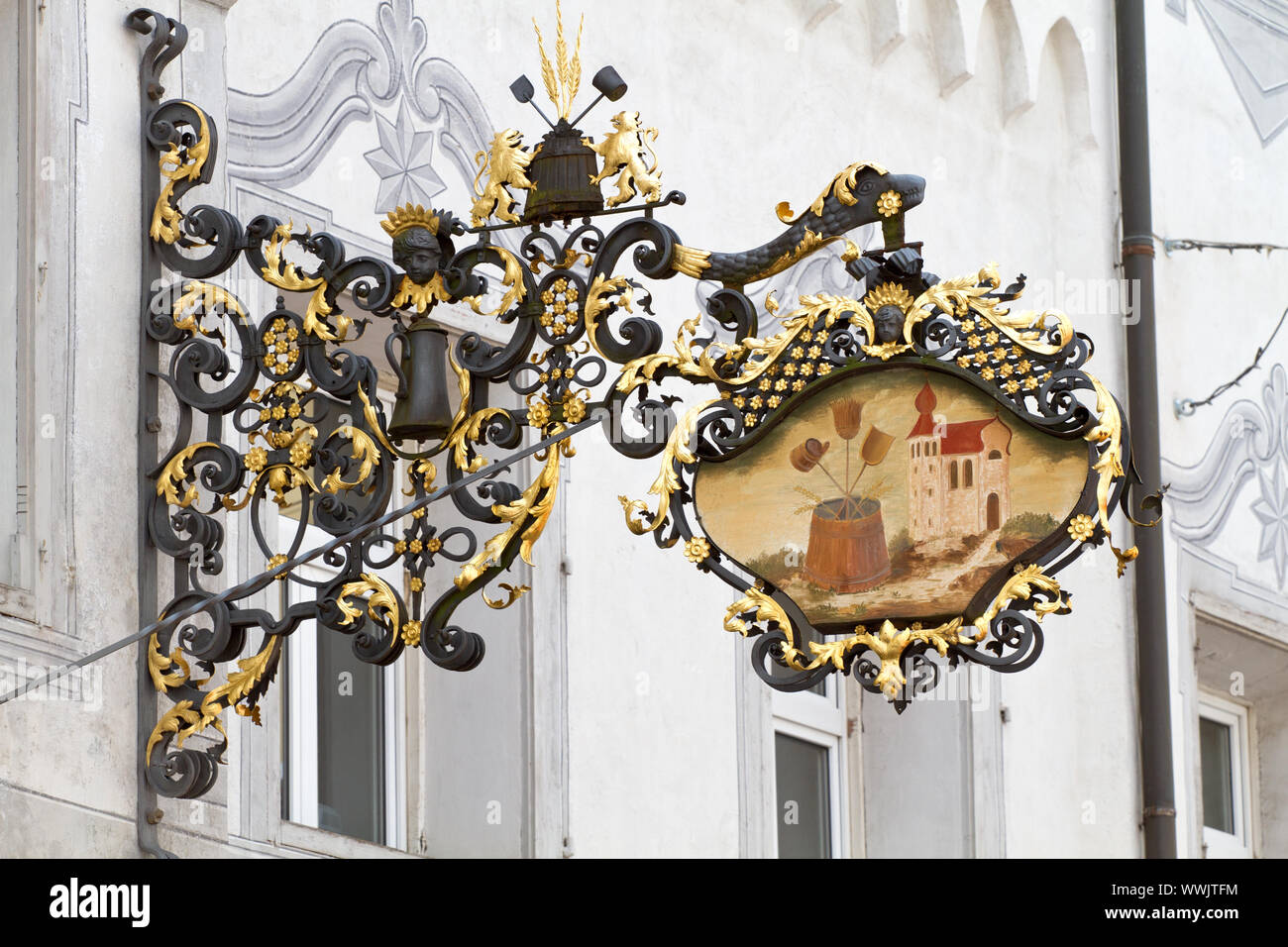 Wrought iron shield in South Tyrol Stock Photo - Alamy