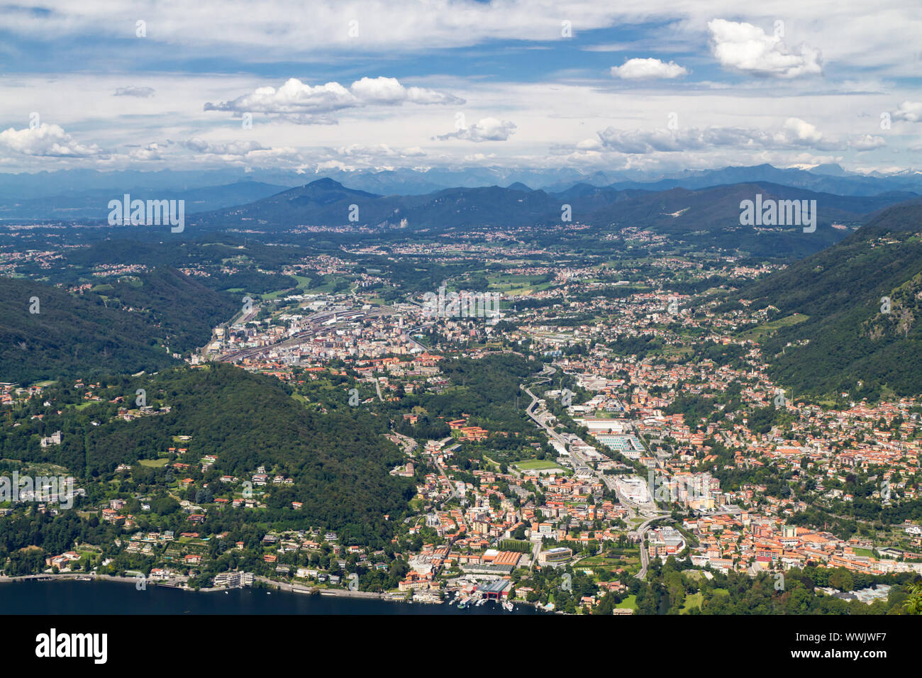 Lake Como, Italy, with the city of Cernobbio and panoramic views Stock ...