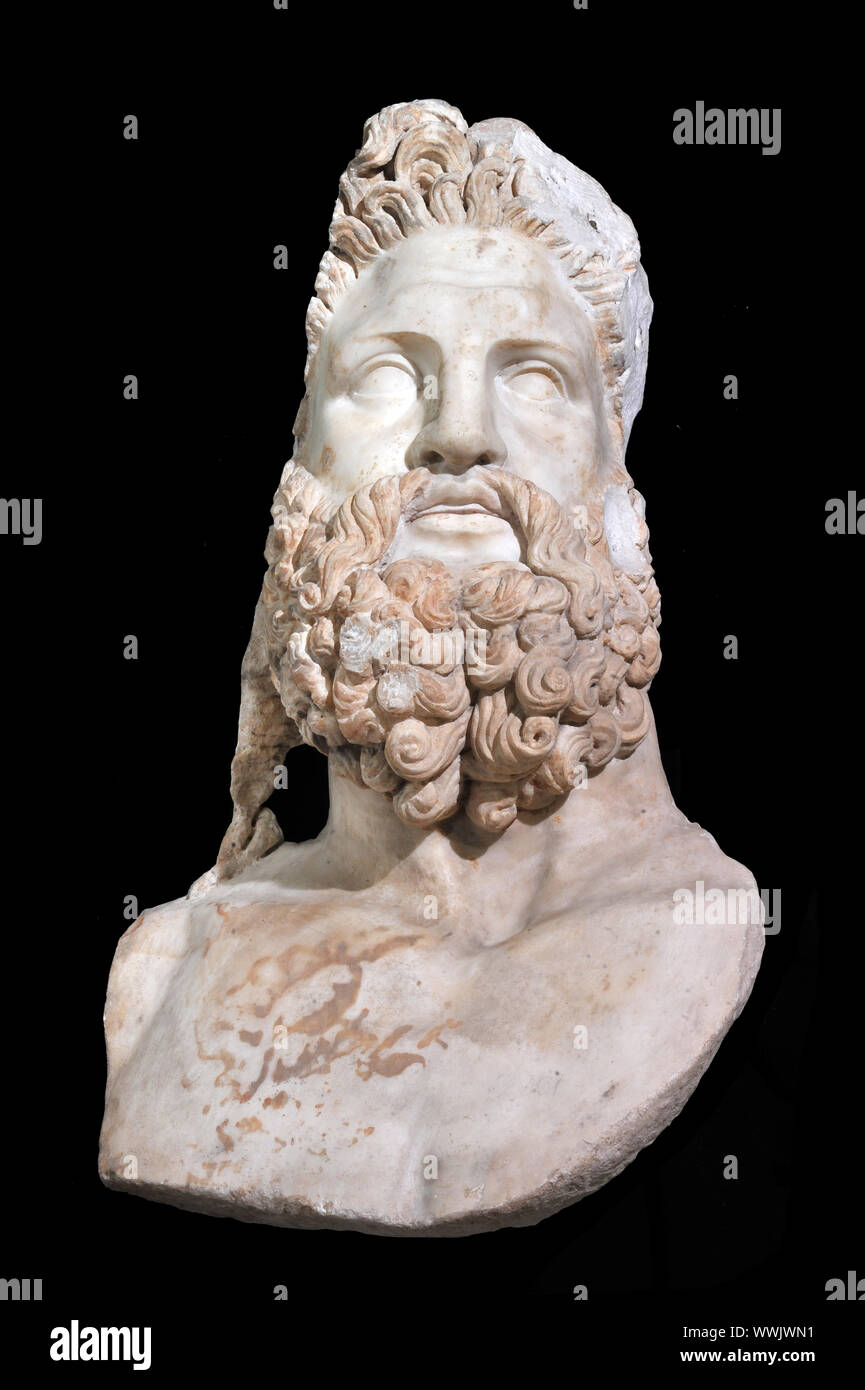 Bust of Jupiter, 1st century. Found in the Collection of Museo ...