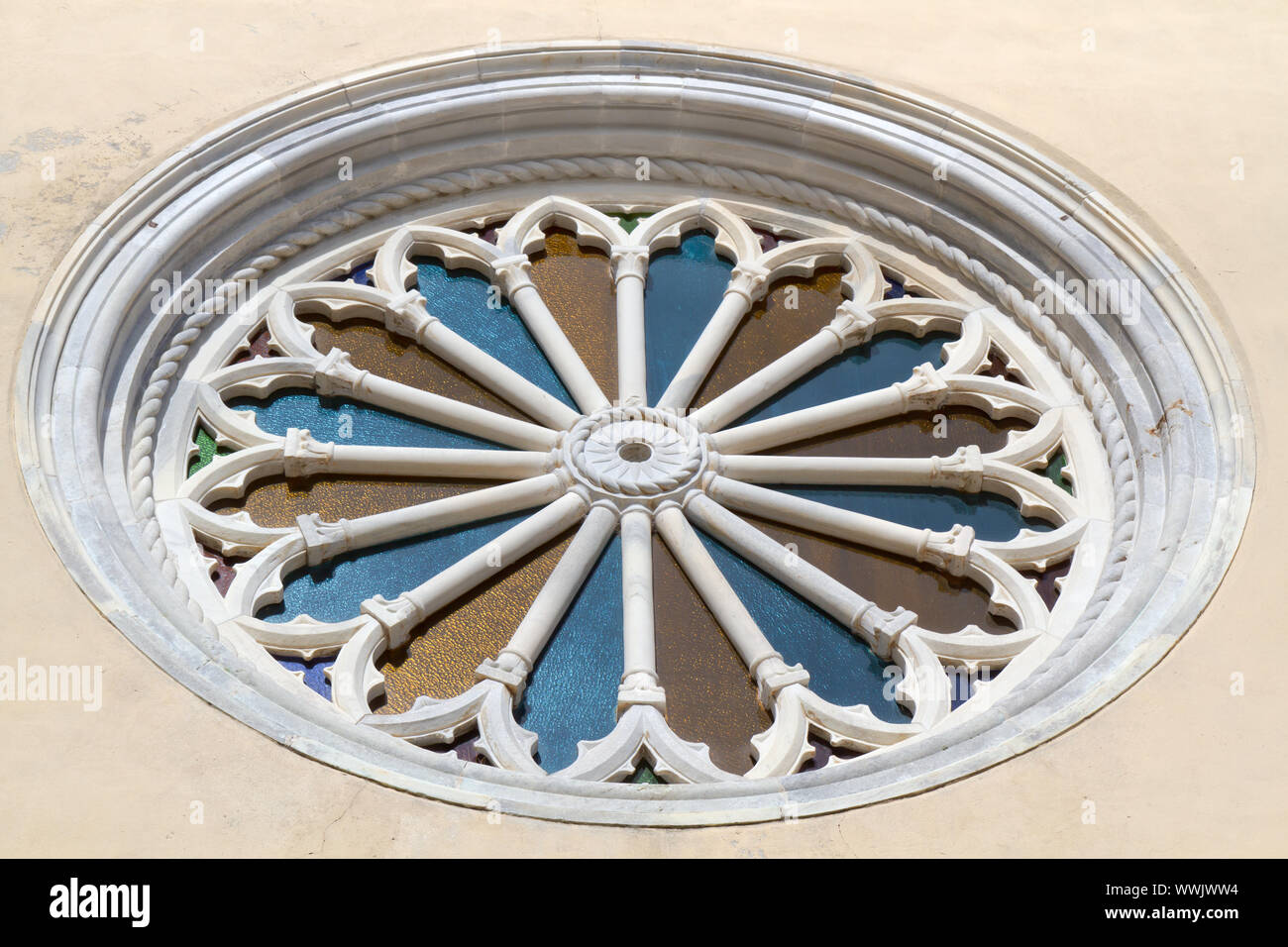 Church window Santa Tecla Church in Torno on Lake Como, Italy Stock ...