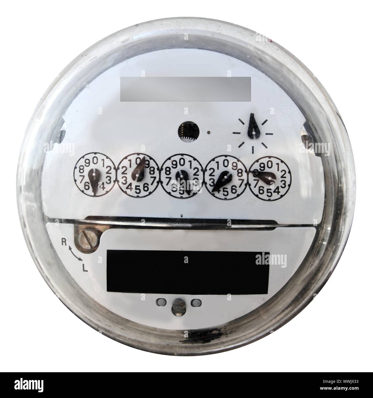Analog electric meter display round with glass cover Stock Photo - Alamy