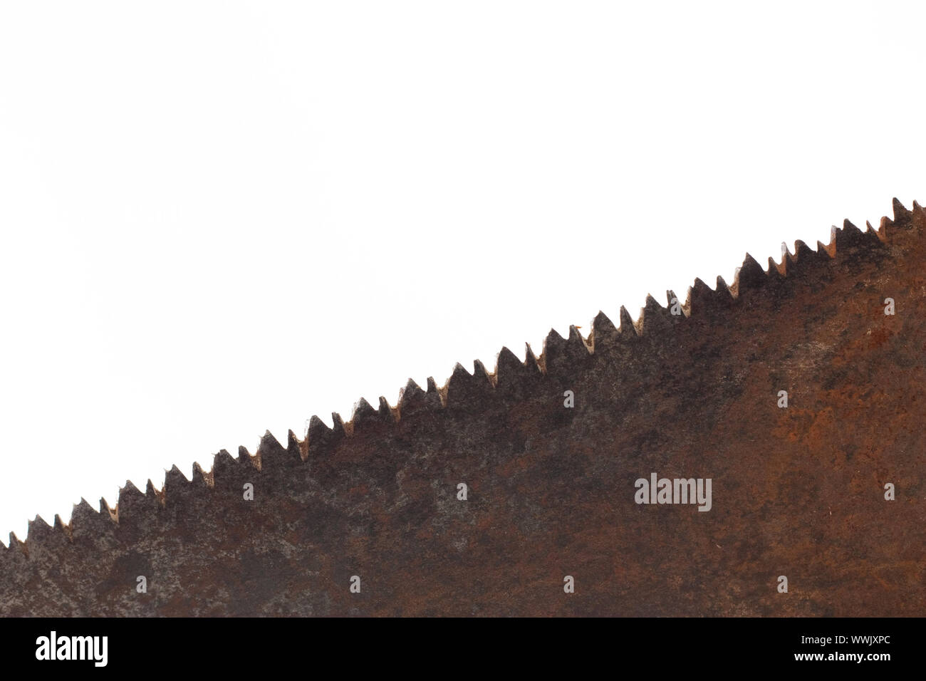 Part of rusty saw isolated on white background Stock Photo - Alamy
