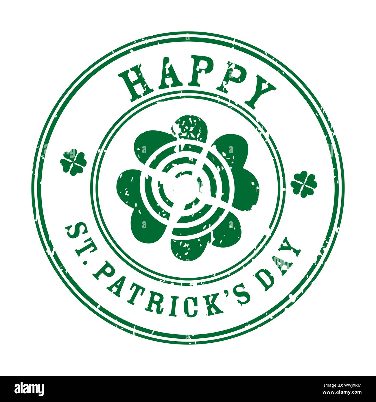 Happy Saint Patrick's Day stamp over white, greetings Stock Photo - Alamy