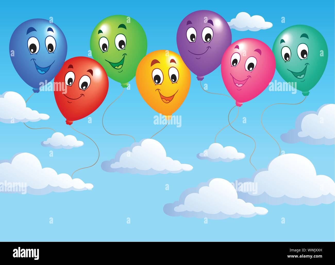 Blue sky with inflatable balloons 2 Stock Vector Image & Art - Alamy