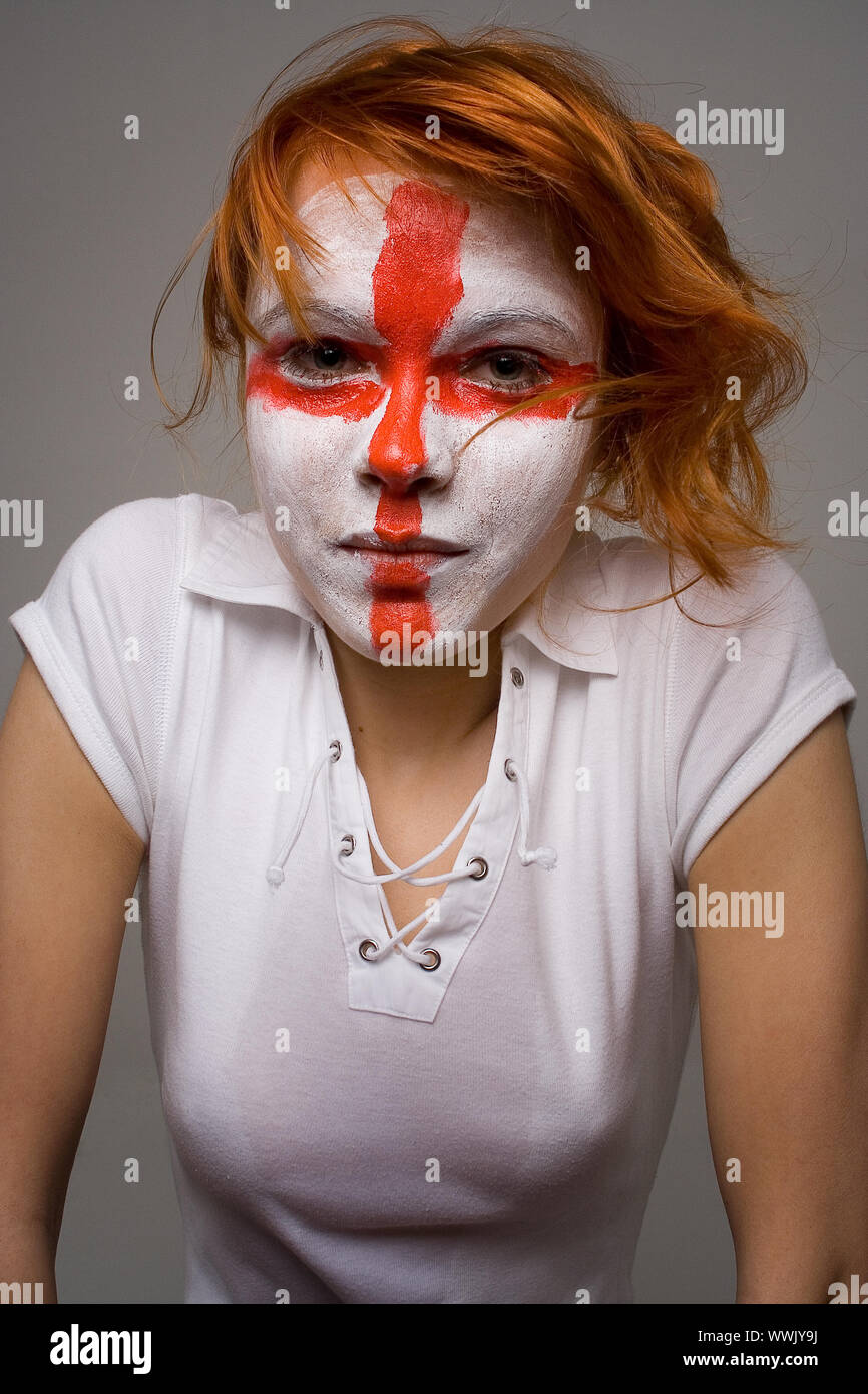 English football makeup girl Stock Photo - Alamy