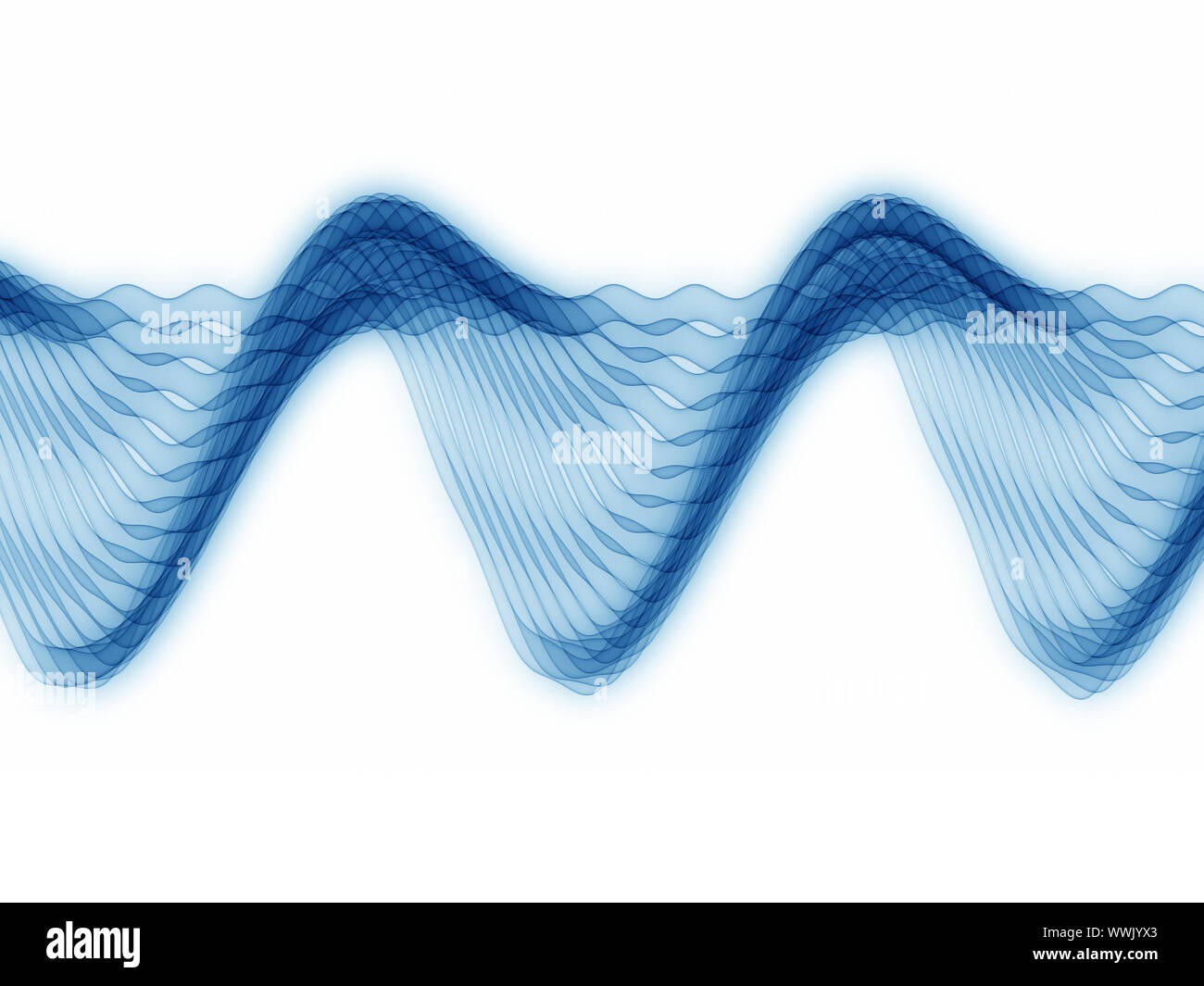 Abstract sine waves rendered in blue against white background Stock ...