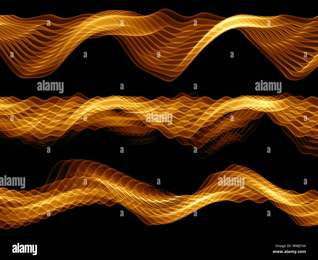 Abstract sine waves rendered in gold against black background Stock ... Abstract sine waves rendered in gold against black background Stock ...