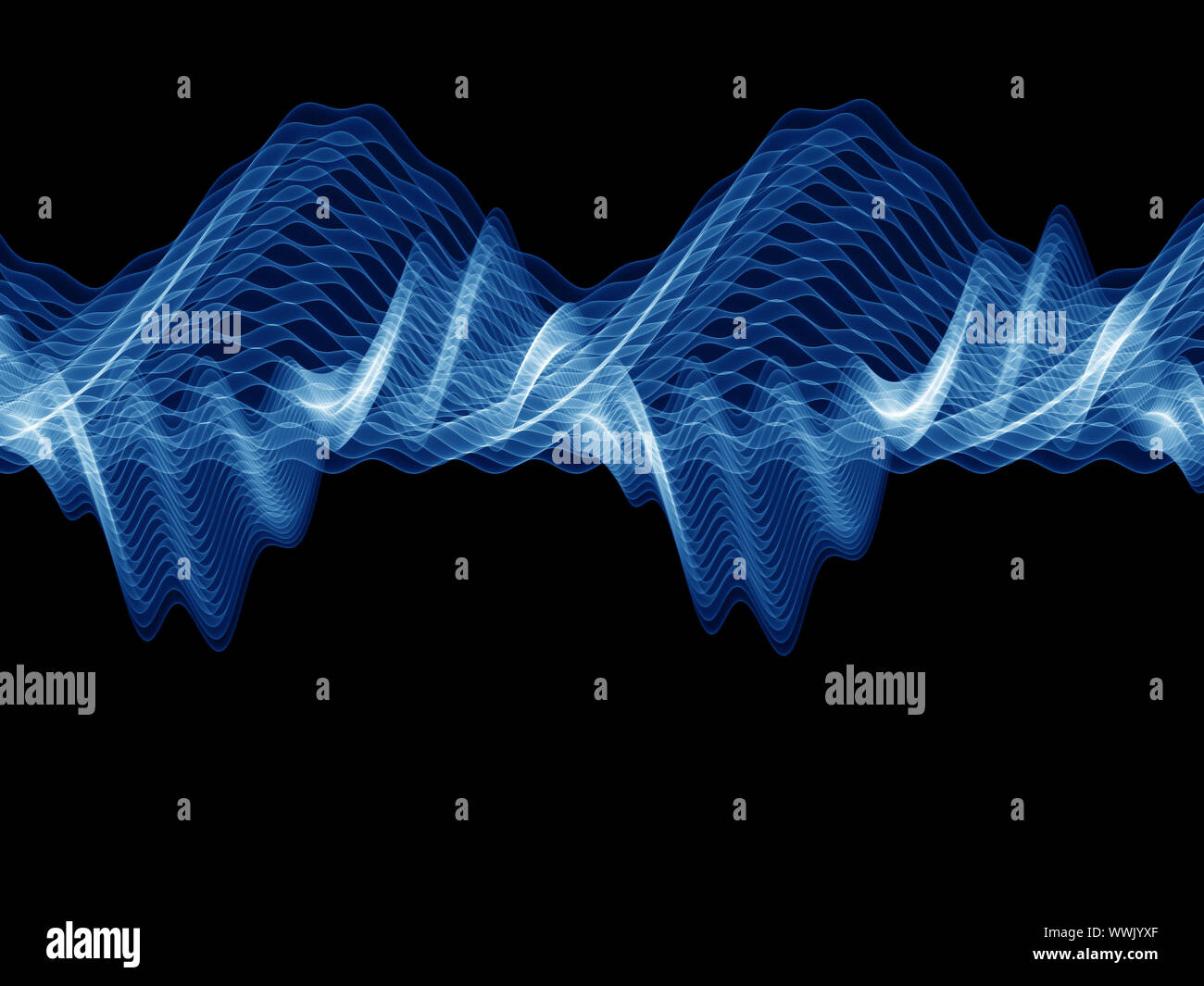 Abstract sine wave rendered in blue against black background Stock ...