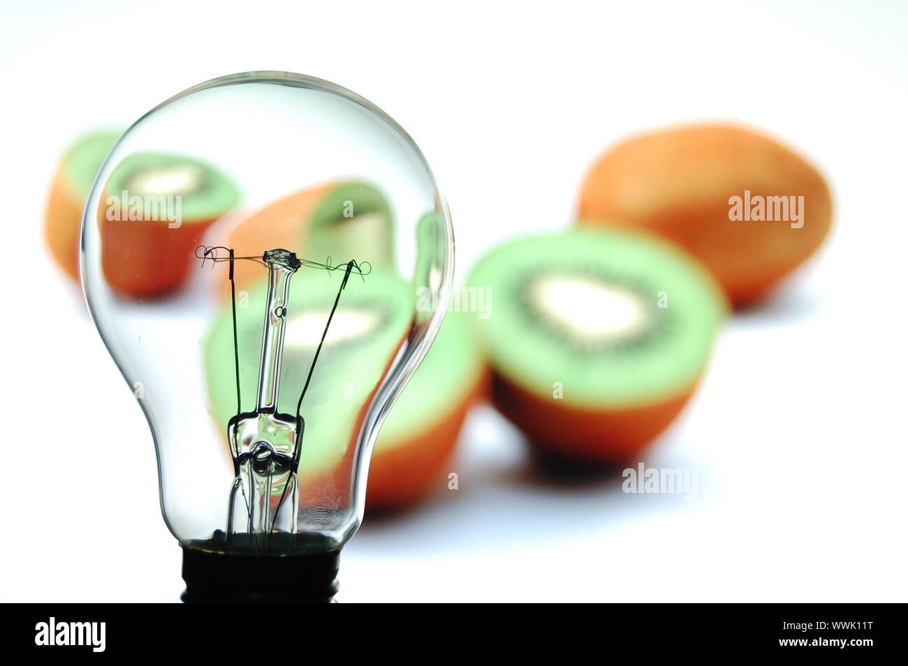bulb and fruit showing concept of healthy food Stock Photo - Alamy
