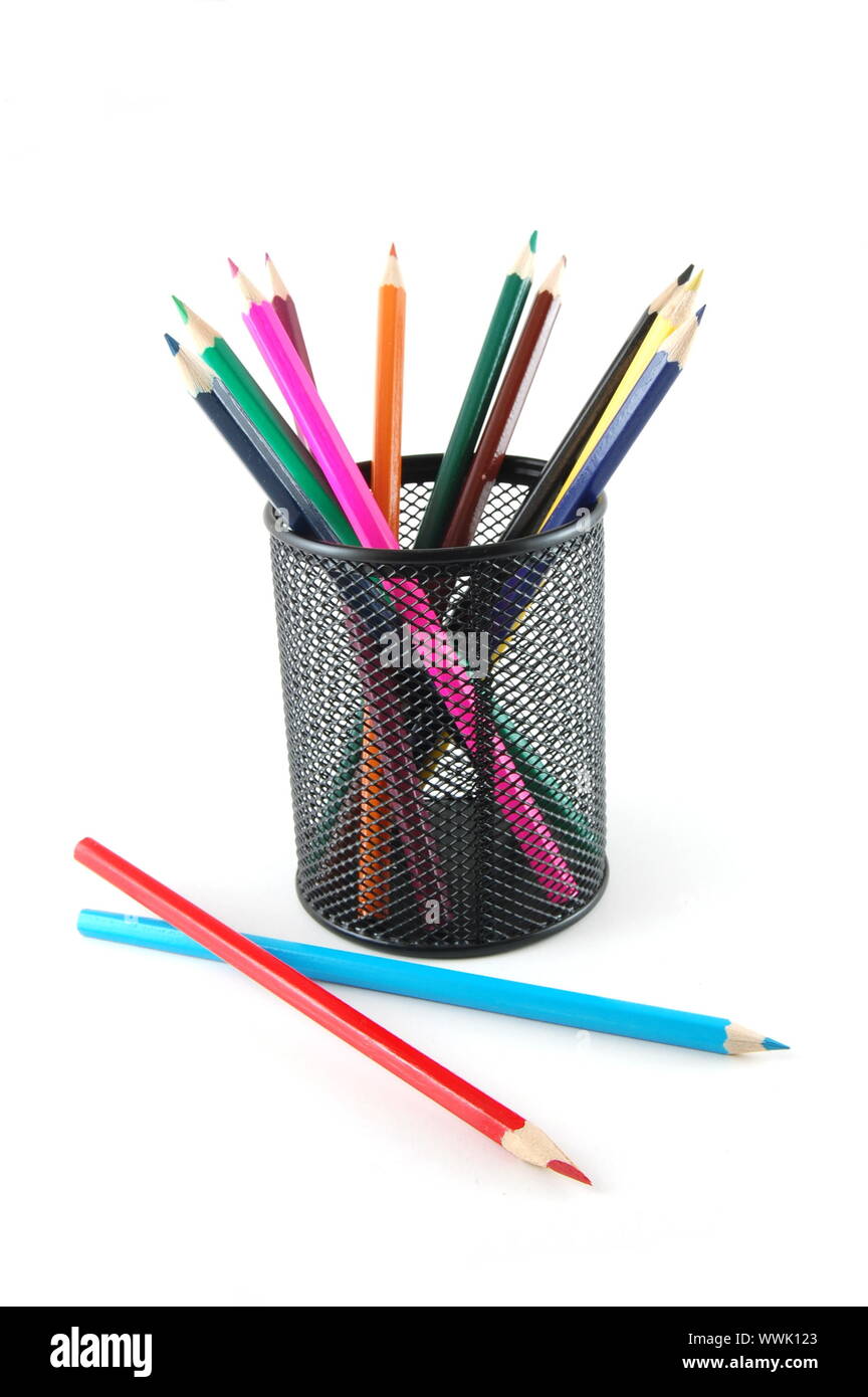 Some crayons isolated on a white backround Stock Photo - Alamy