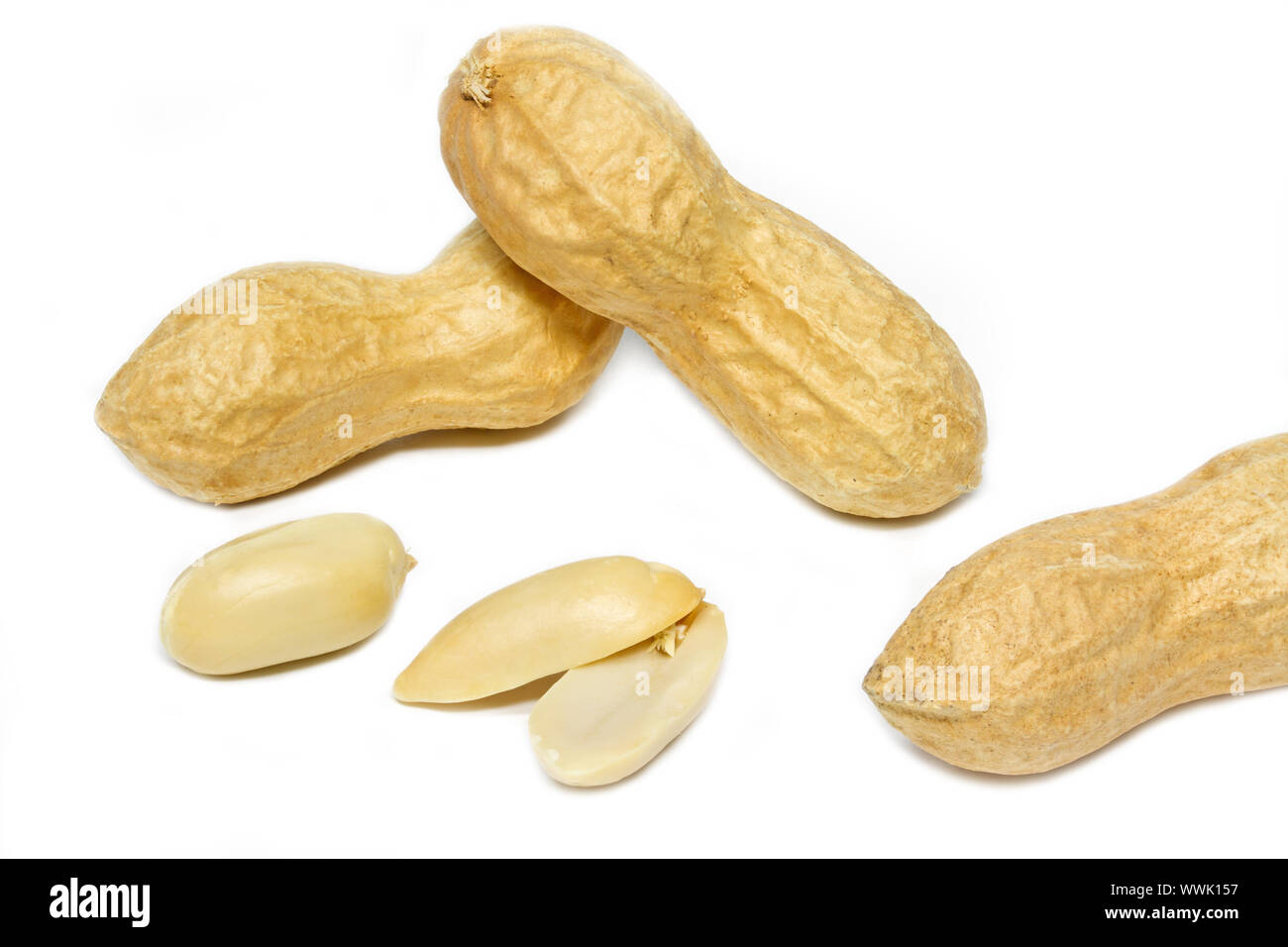 Peanuts on white background Stock Photo - Alamy