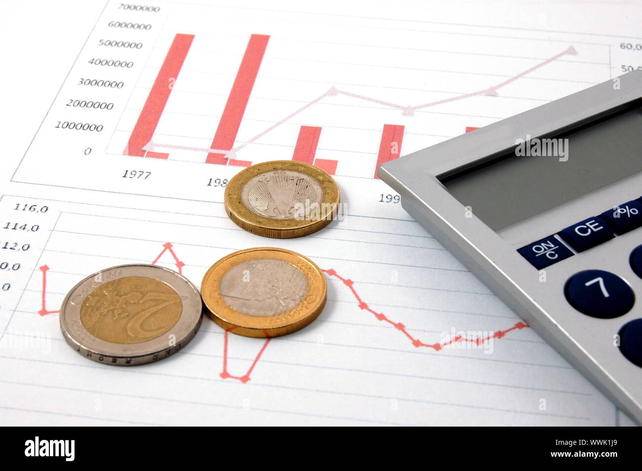 euro money over business chart showing financial success Stock Photo ...
