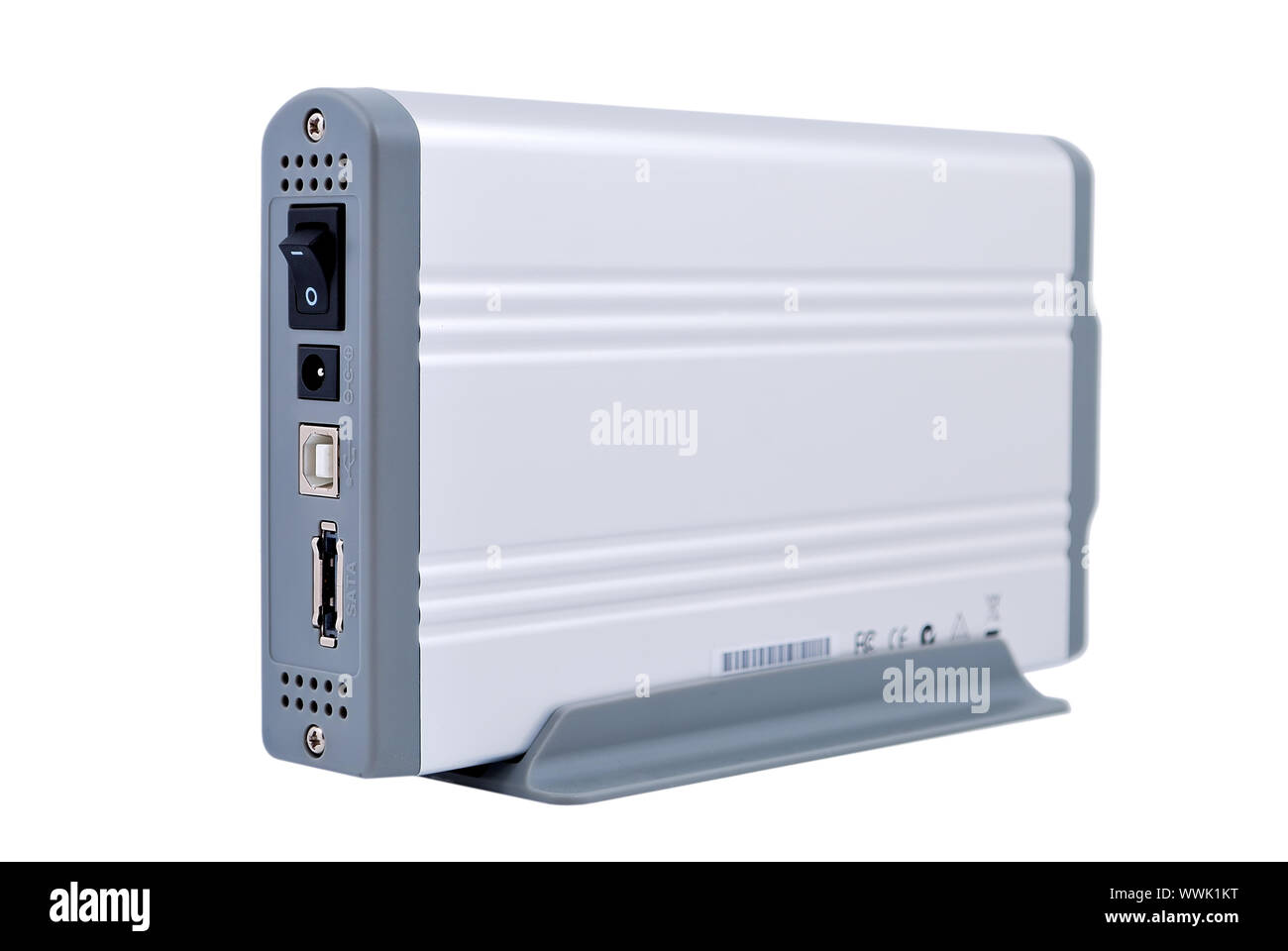 Portable Hard Drive 3.5 "on the stand. Back view Stock Photo - Alamy