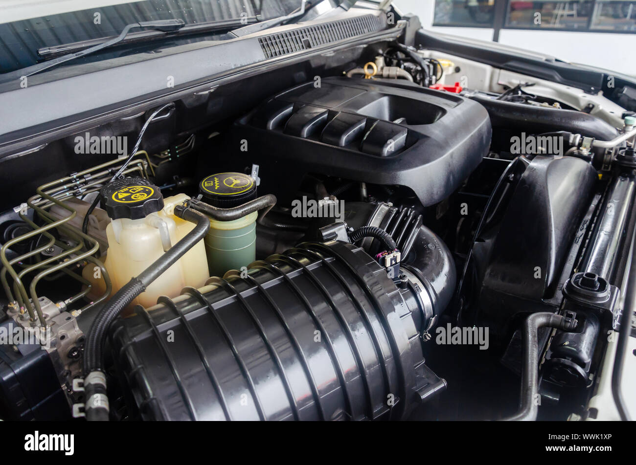 detail of new car engine Stock Photo - Alamy