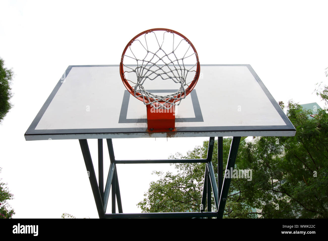 Basketball stand with net Stock Photo - Alamy