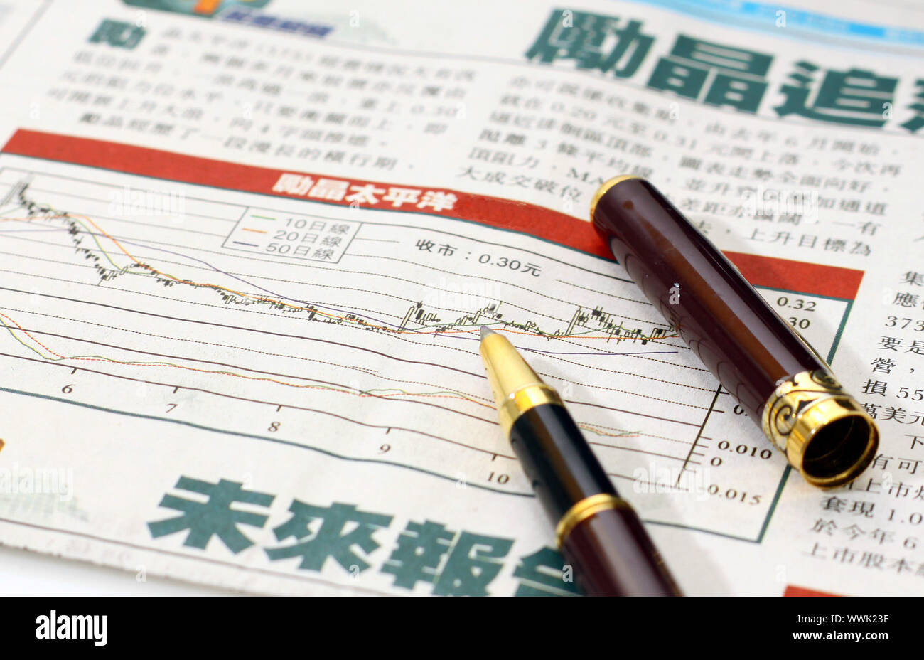 Stock charts in newspaper Stock Photo - Alamy