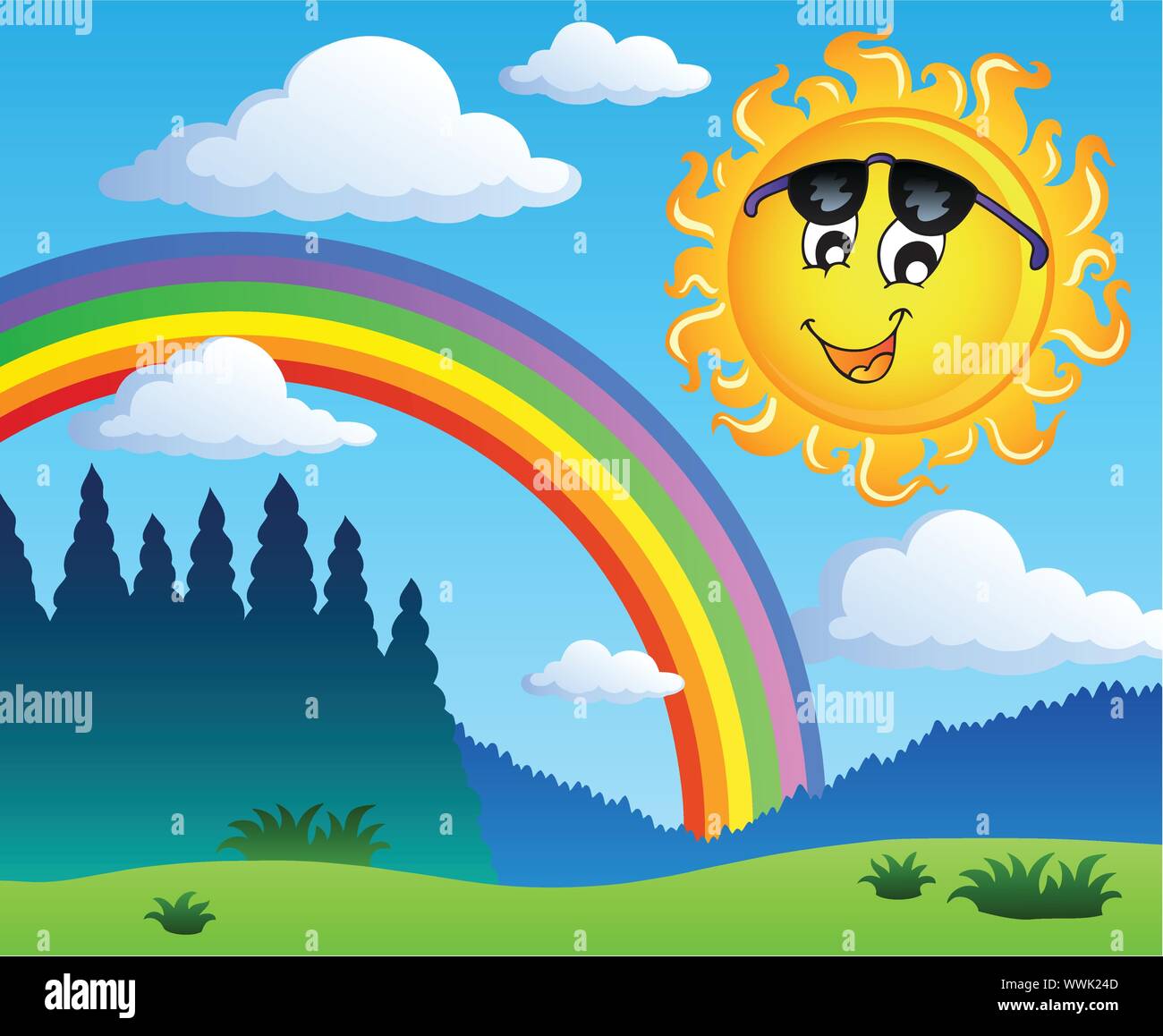 Landscape with rainbow and Sun 1 Stock Vector Image & Art - Alamy