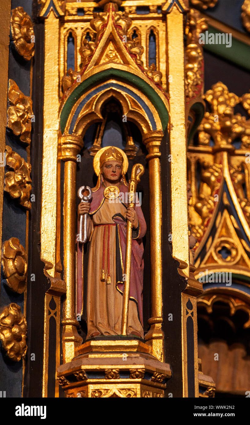 Altar reredos detail 1890 by J.L. Pearson, church of Saint Mary the ...