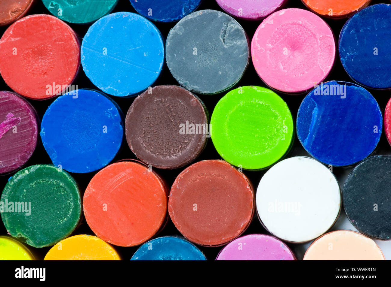 Stack of Wax Crayons macro Stock Photo - Alamy