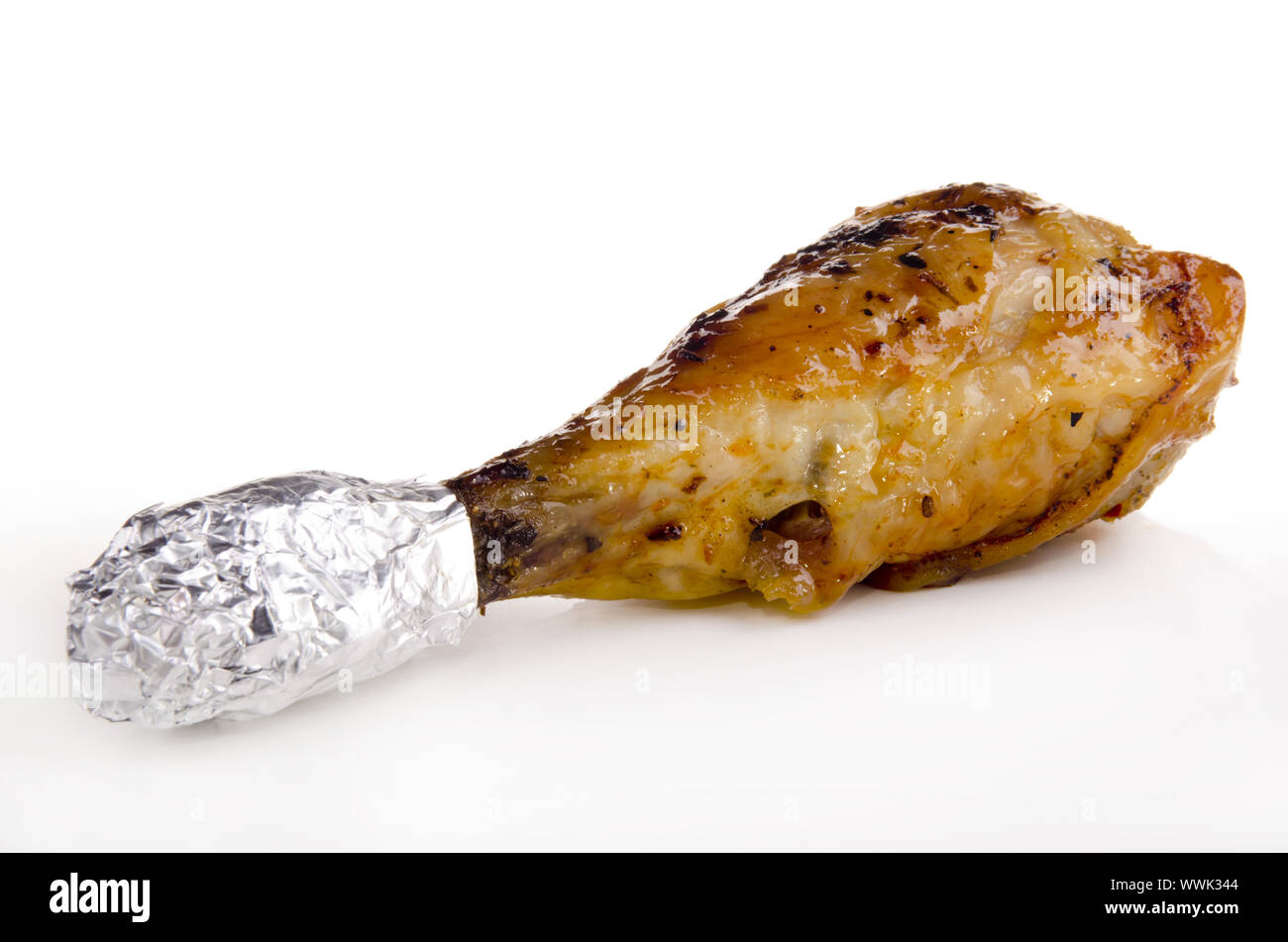 one golden brown fried organic chicken leg Stock Photo - Alamy