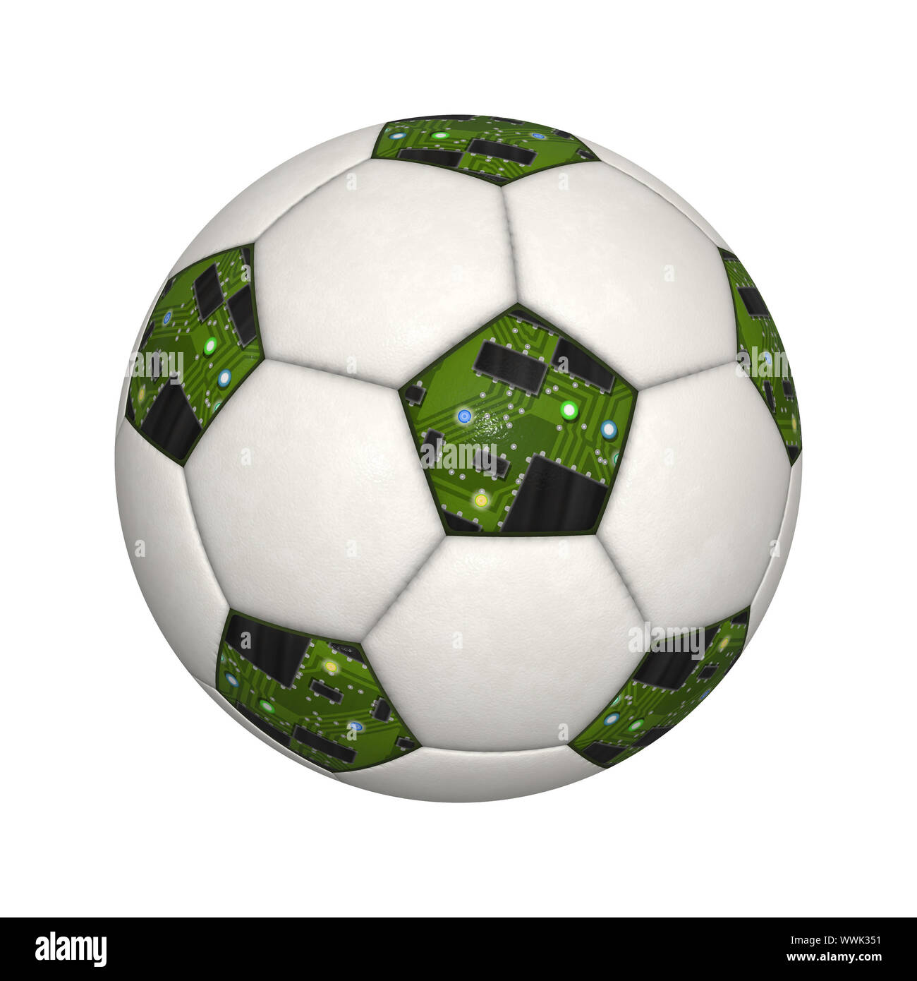 An image of an isolated soccer ball with circuit board Stock Photo - Alamy