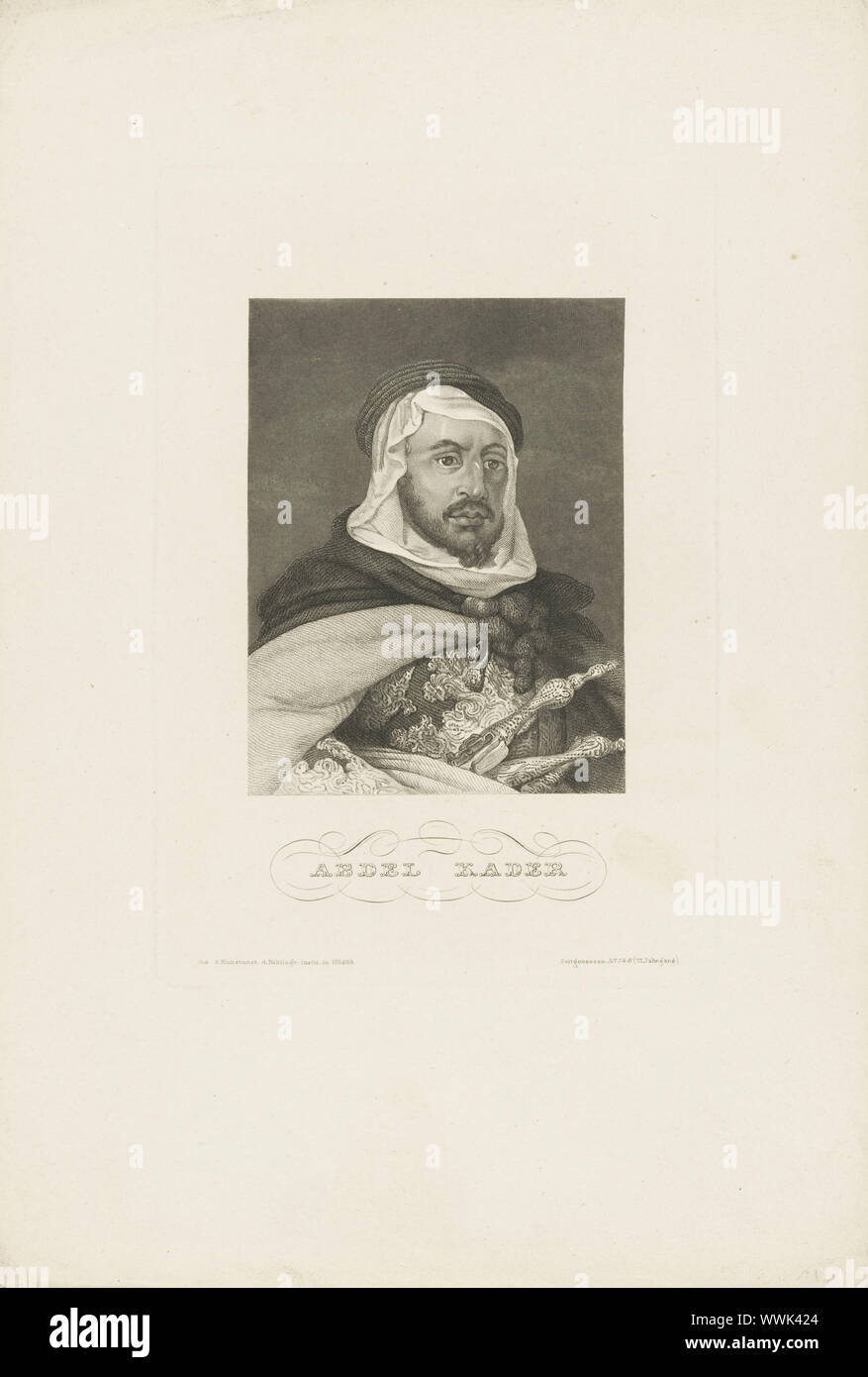 Portrait of Abdelkader ibn Muhieddine (1808-1883), ca 1860. Private ...