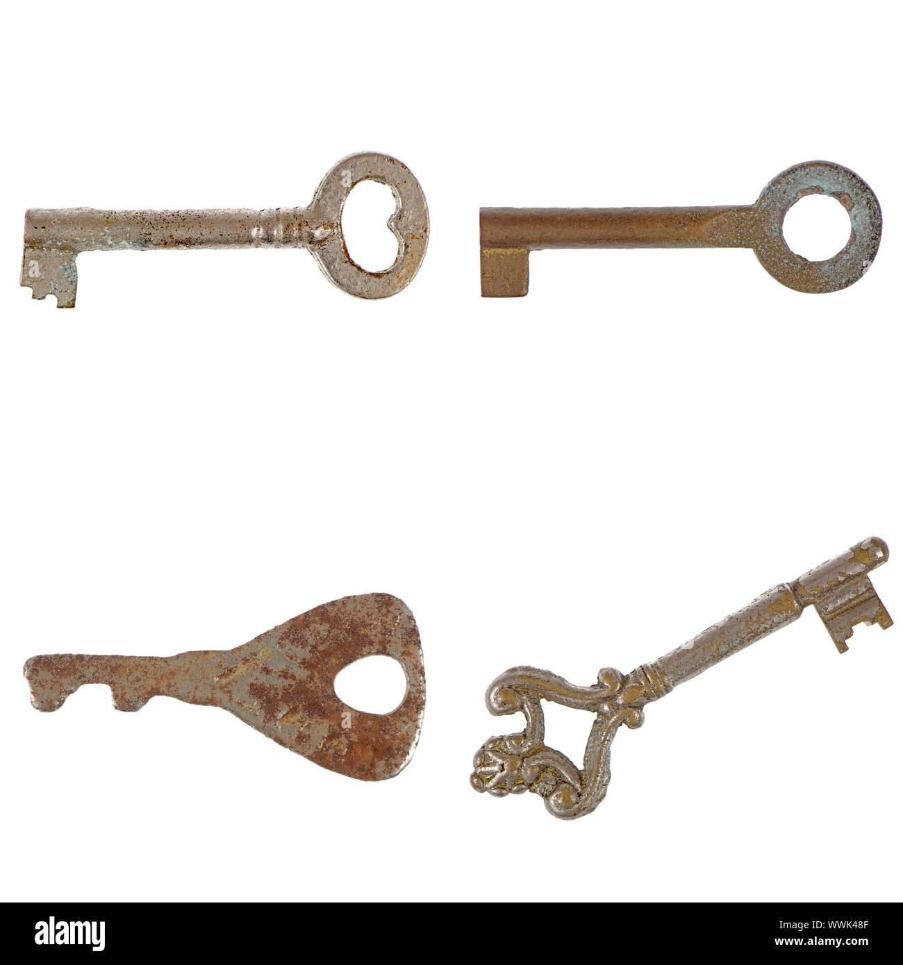 set of old rusty keys isolated on white background Stock Photo - Alamy