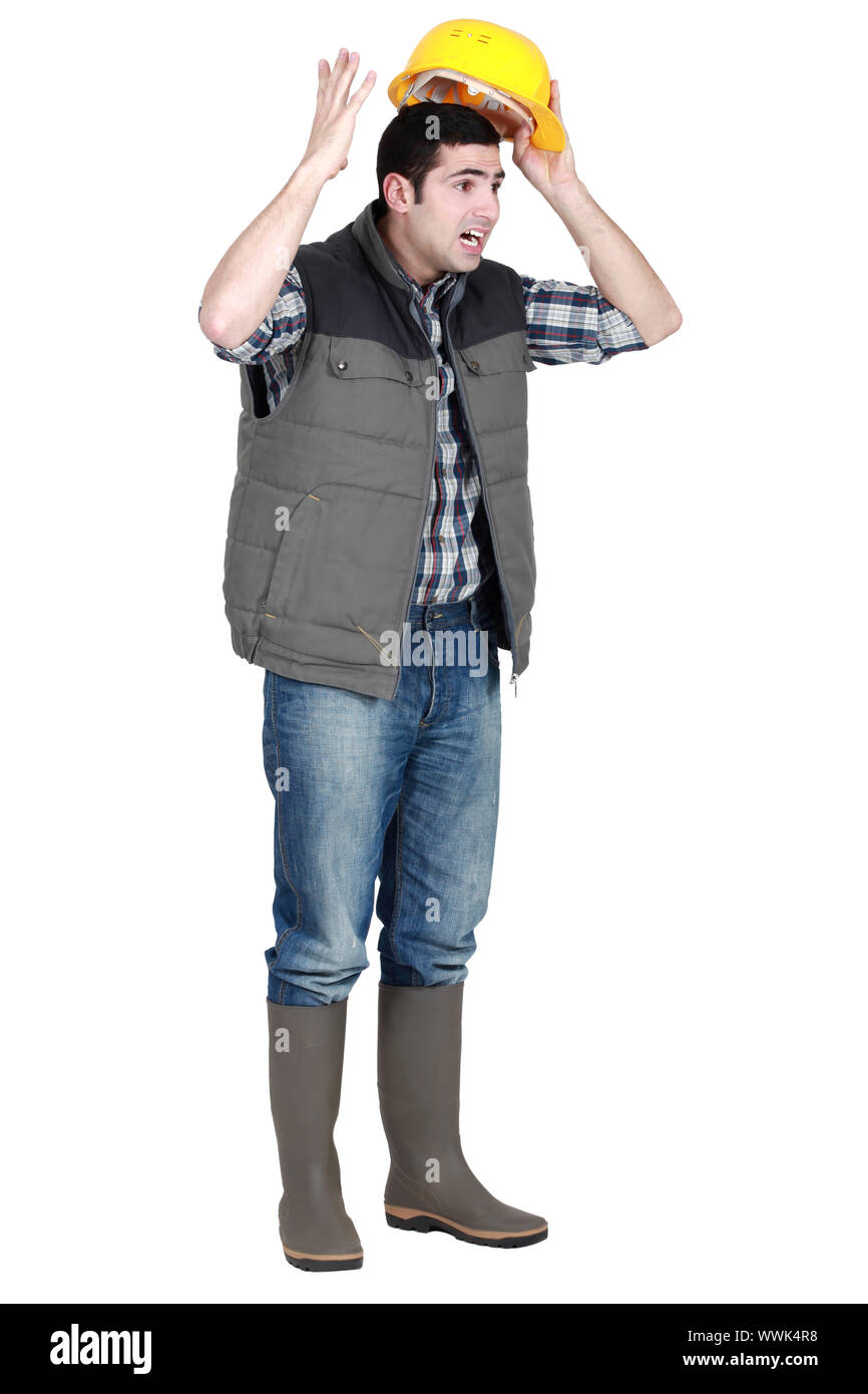 An angry tradesman Stock Photo - Alamy