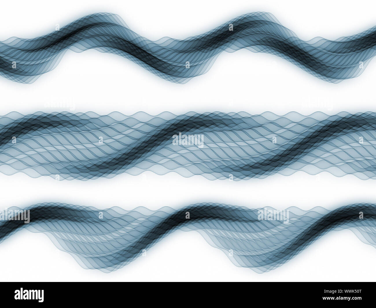 Abstract sine waves rendered in teal against white background Stock ...