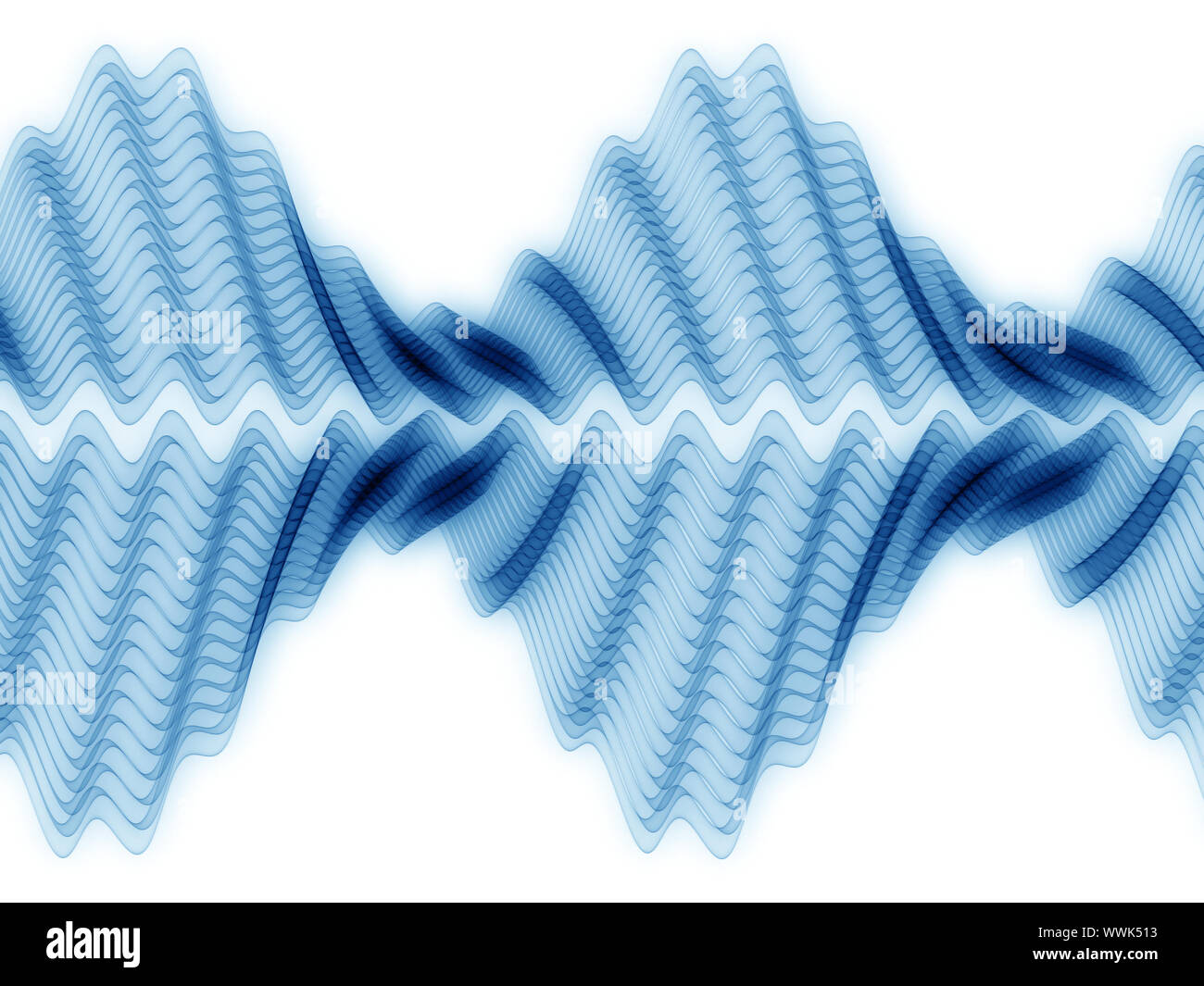 Abstract sine waves rendered in blue against white background Stock ...