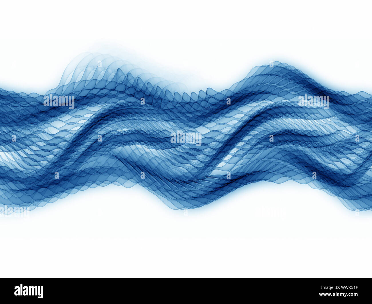 Abstract sine waves rendered in blue against white background Stock ...
