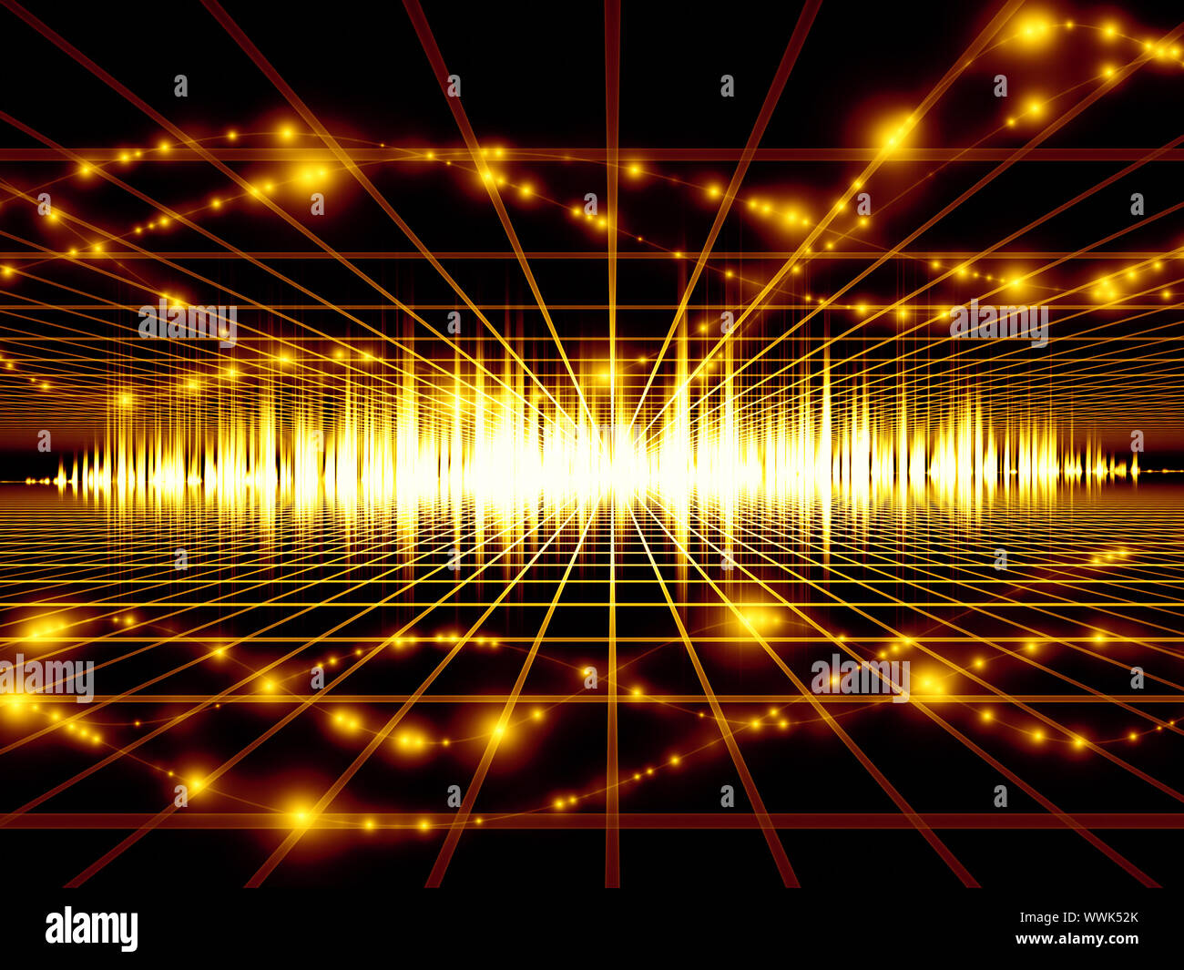 Interplay of perspective lines, sound wave, notes and various design ...
