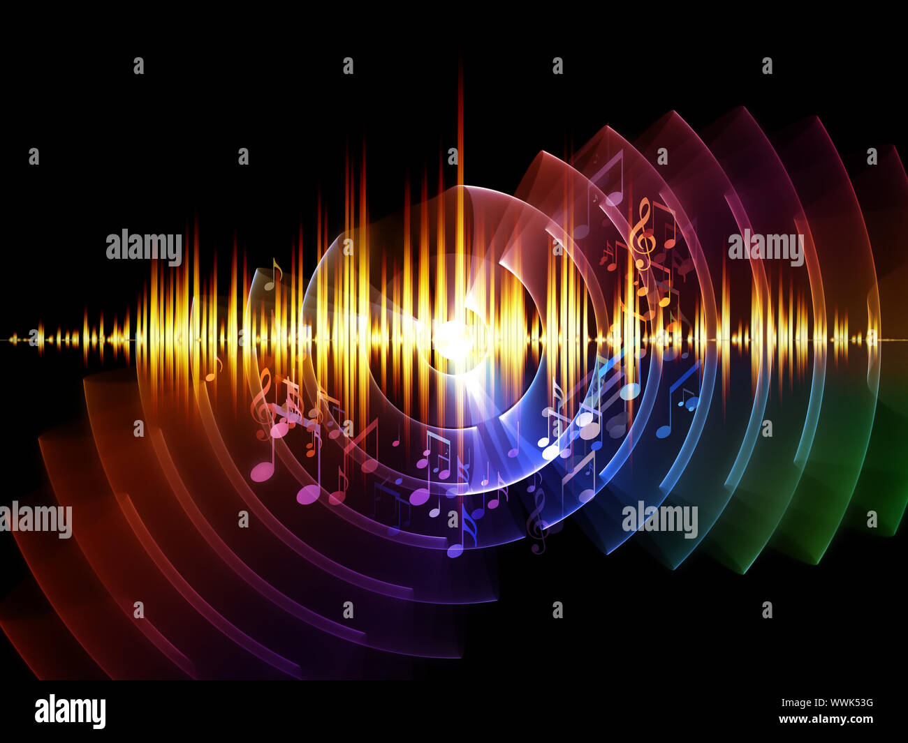 Sound wave background suitable as a backdrop for music, technology and ...