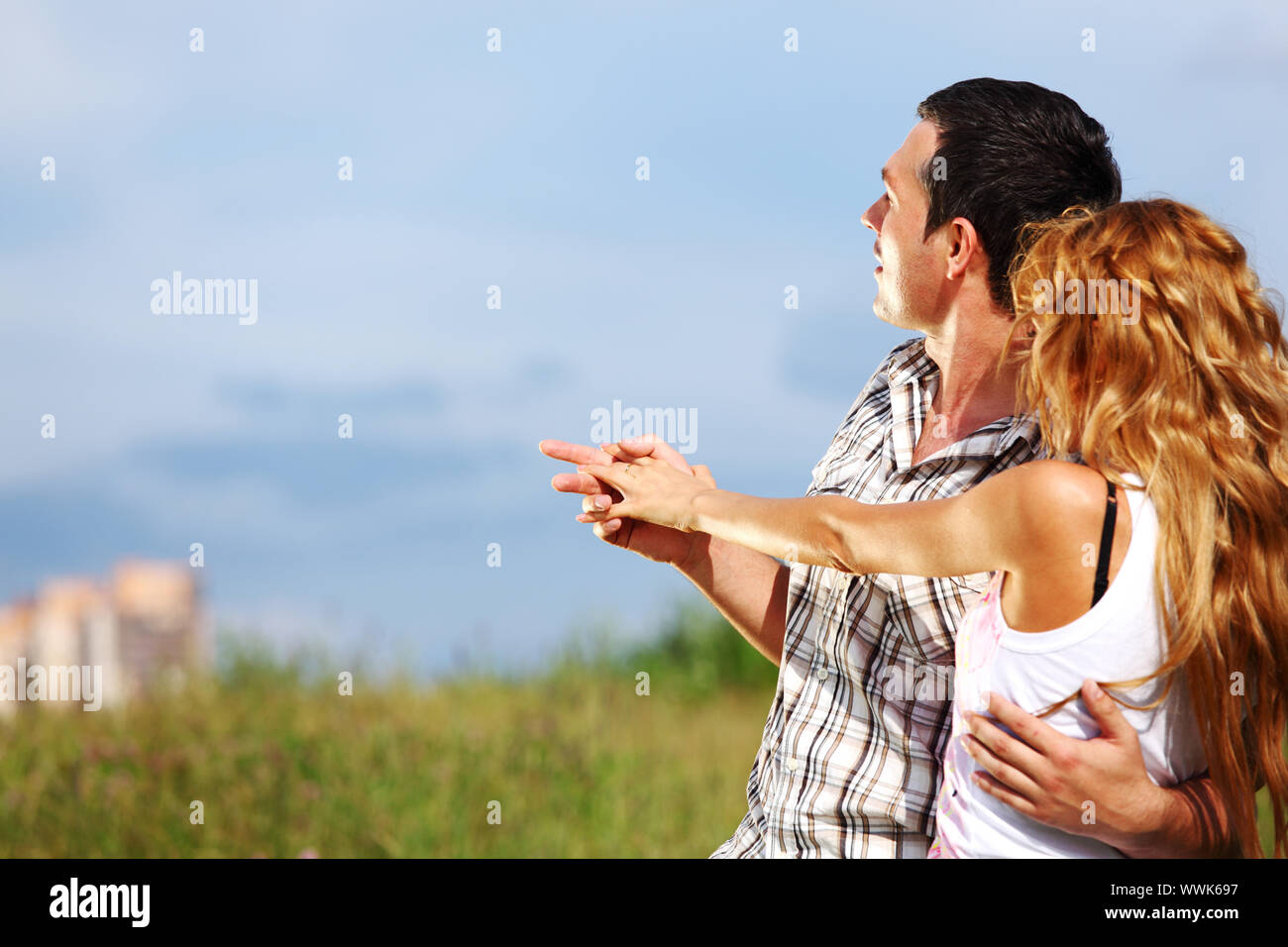 man and woman see houses and new flat Stock Photo - Alamy