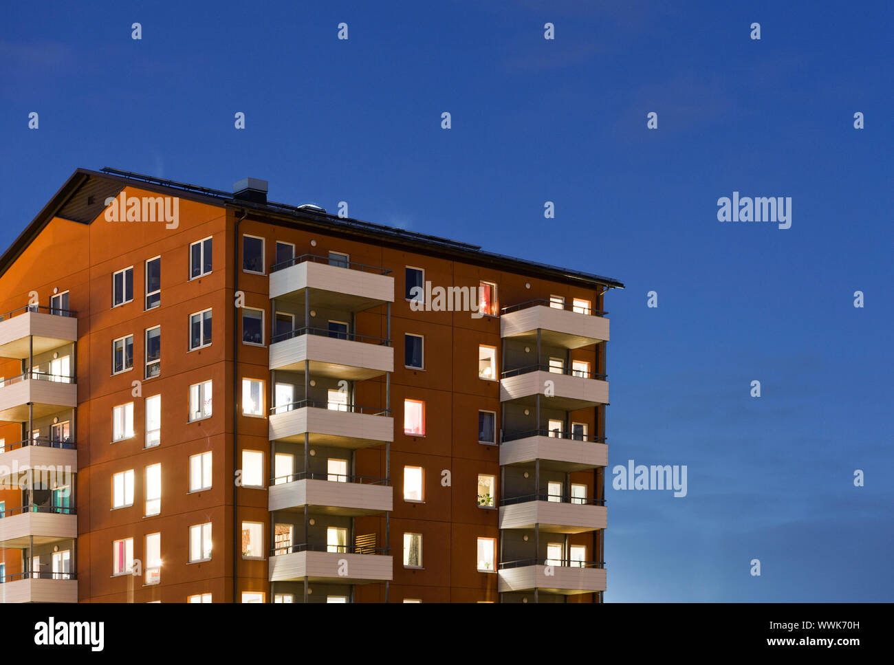 Apartment building at Night time Stock Photo - Alamy