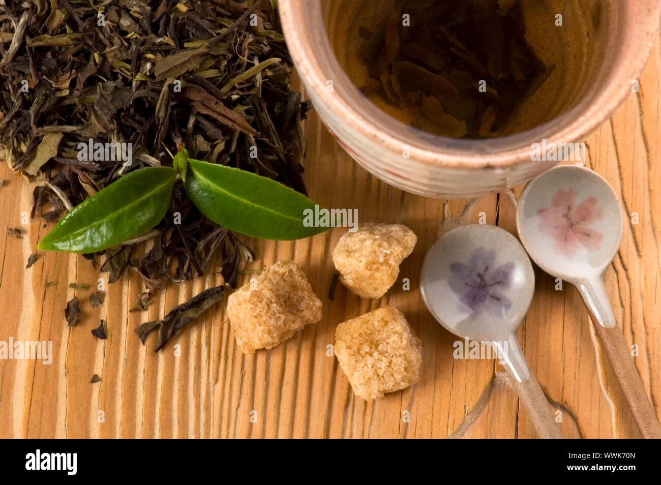 green tea with fresh branch Stock Photo - Alamy