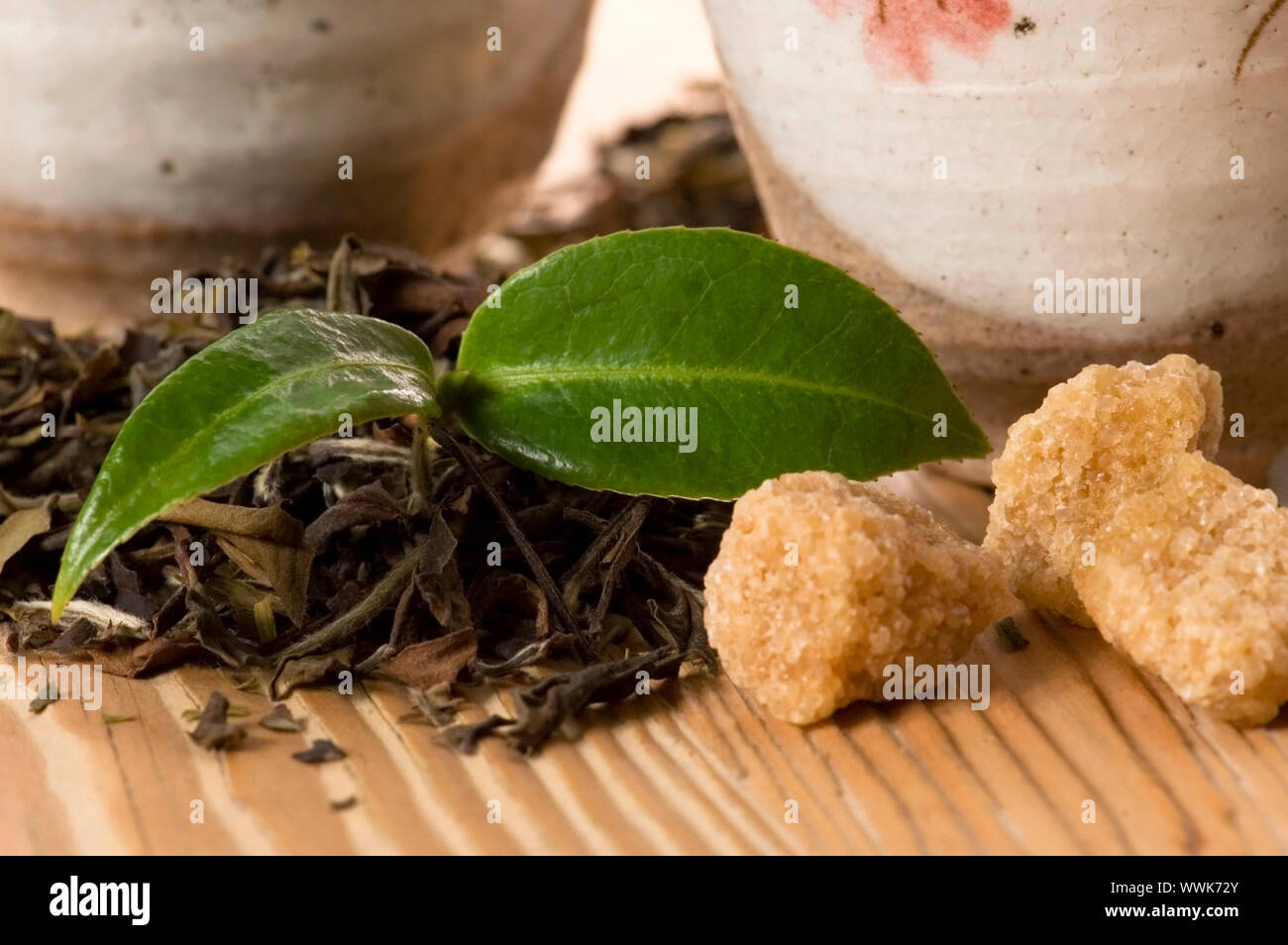 green tea with fresh branch Stock Photo - Alamy