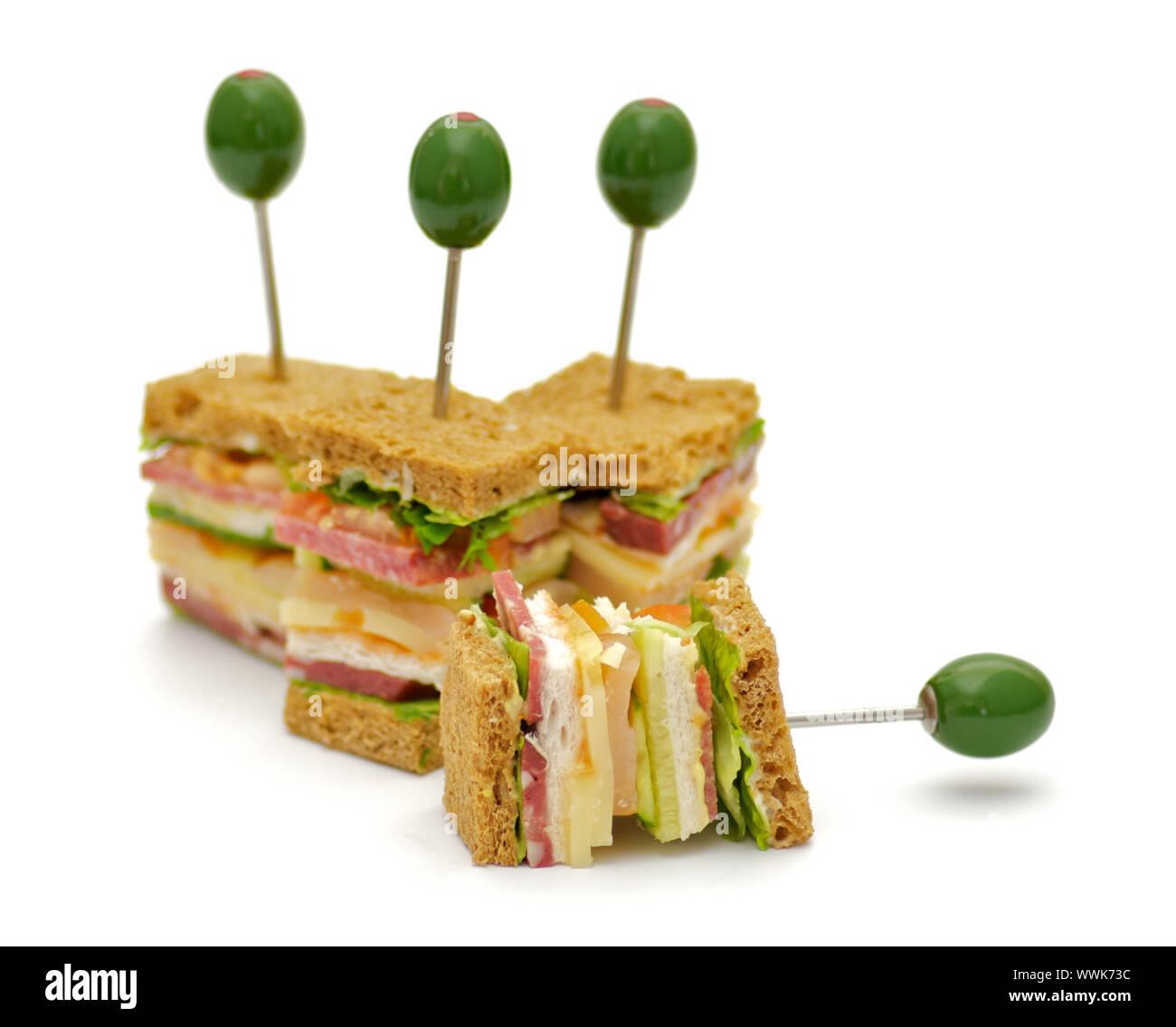 Snacks of Classical BLT Club Sandwich isolated on white background ...