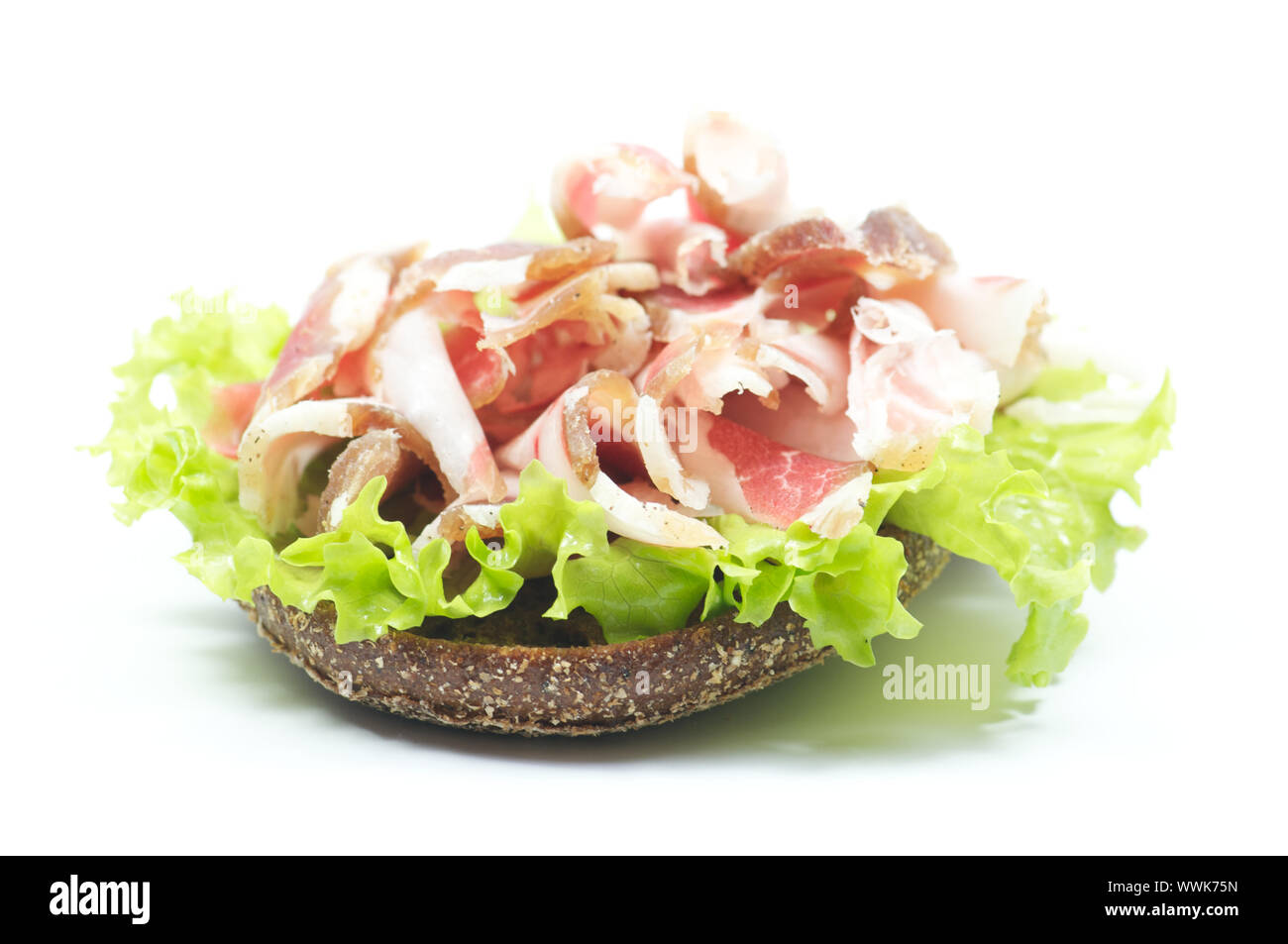 Sandwich with bacon and ham isolated on white background Stock Photo ...