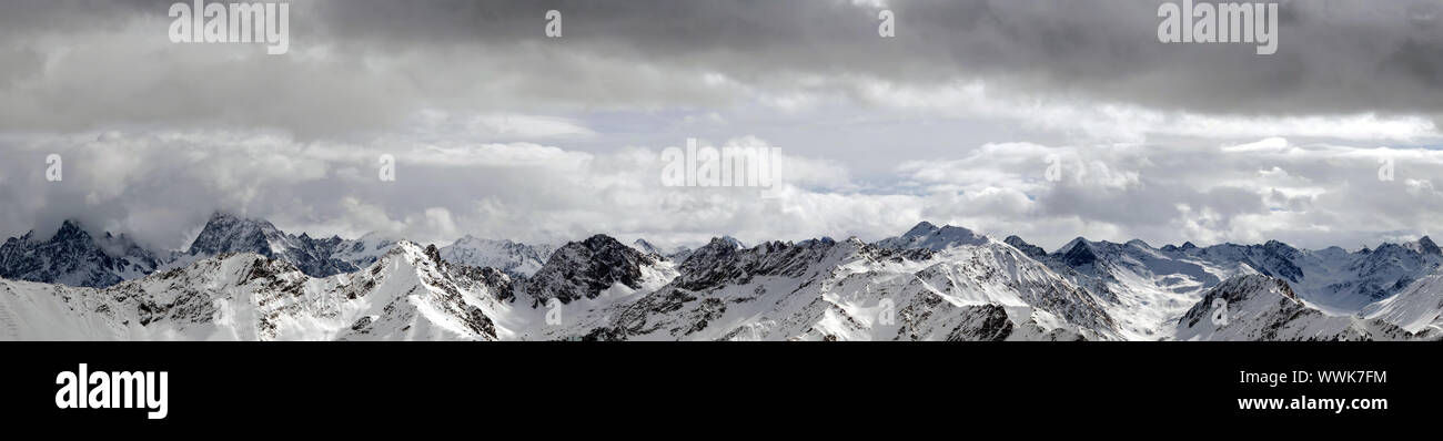 snow-covered mountain panorama Stock Photo - Alamy