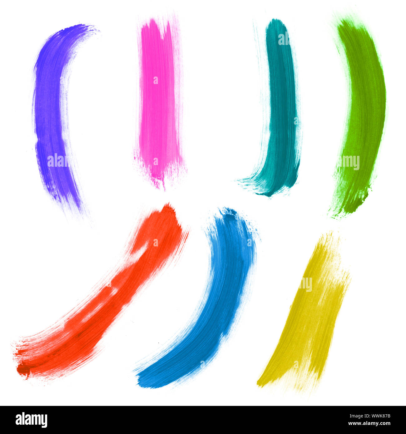 Colorful brush strokes isolated on white background Stock Photo - Alamy