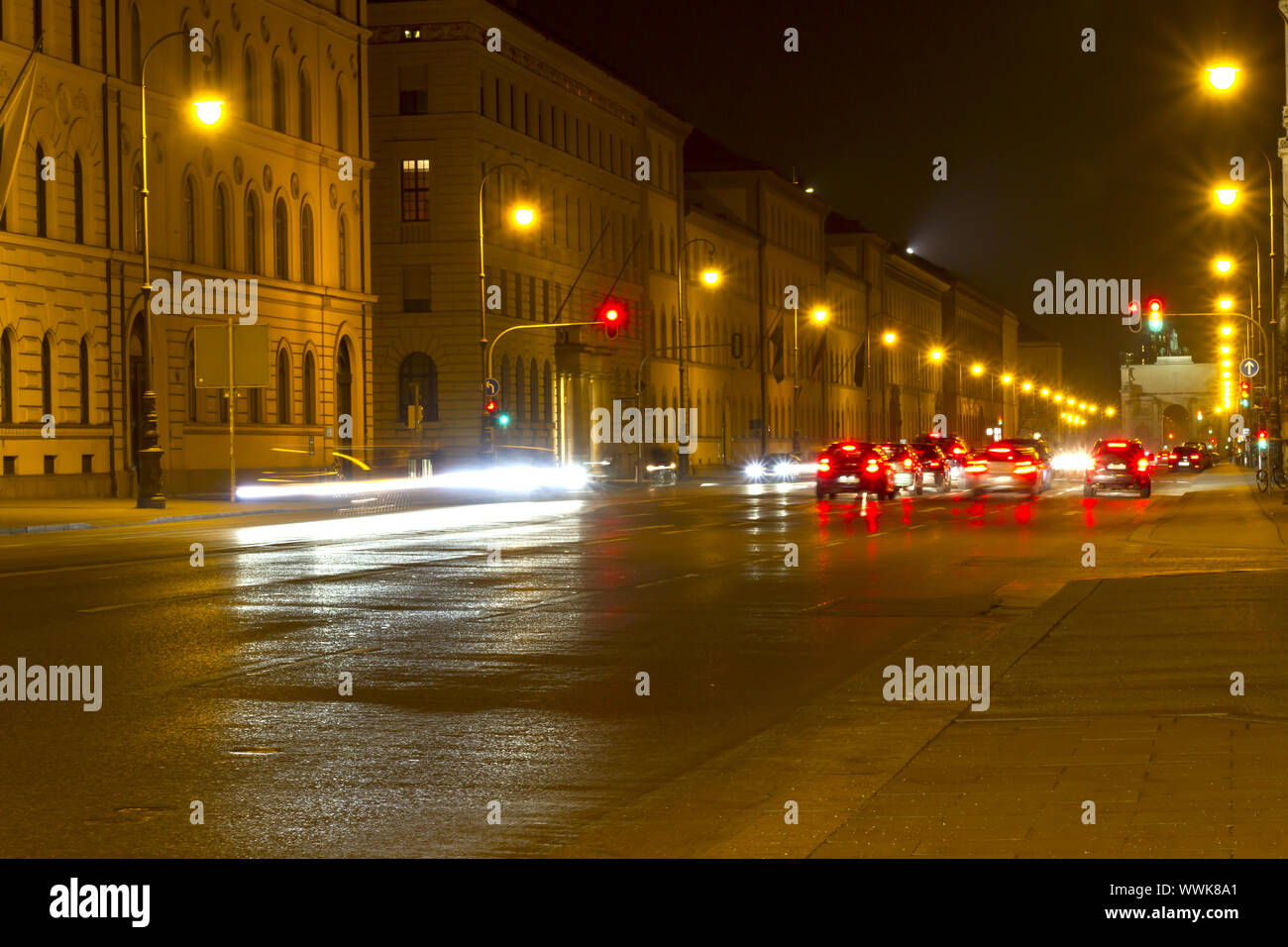 Ludwigstraße in Munich at night Stock Photo - Alamy